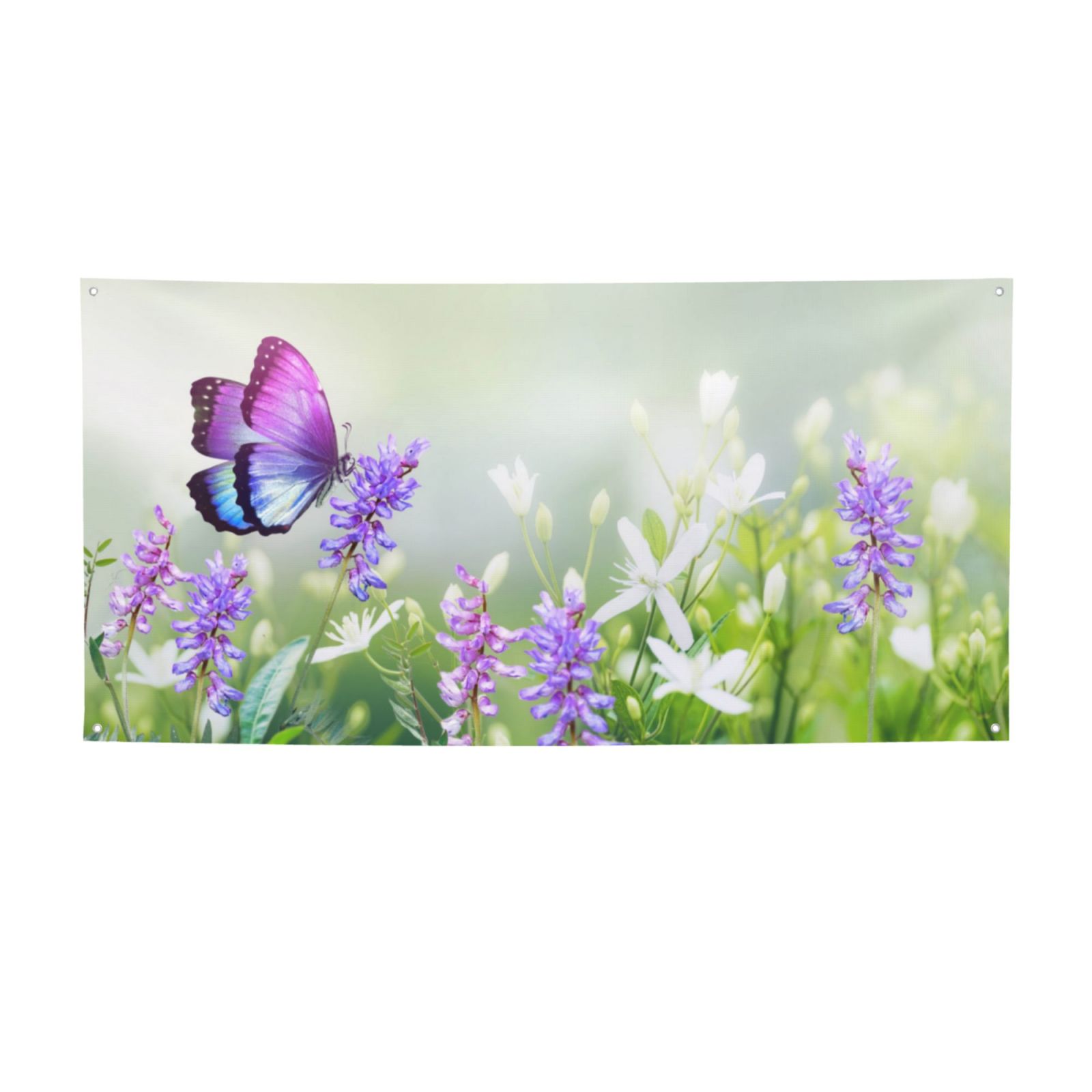 Tebeau Purple Butterfly On Wild Print Banner Backdrop Banner for ...
