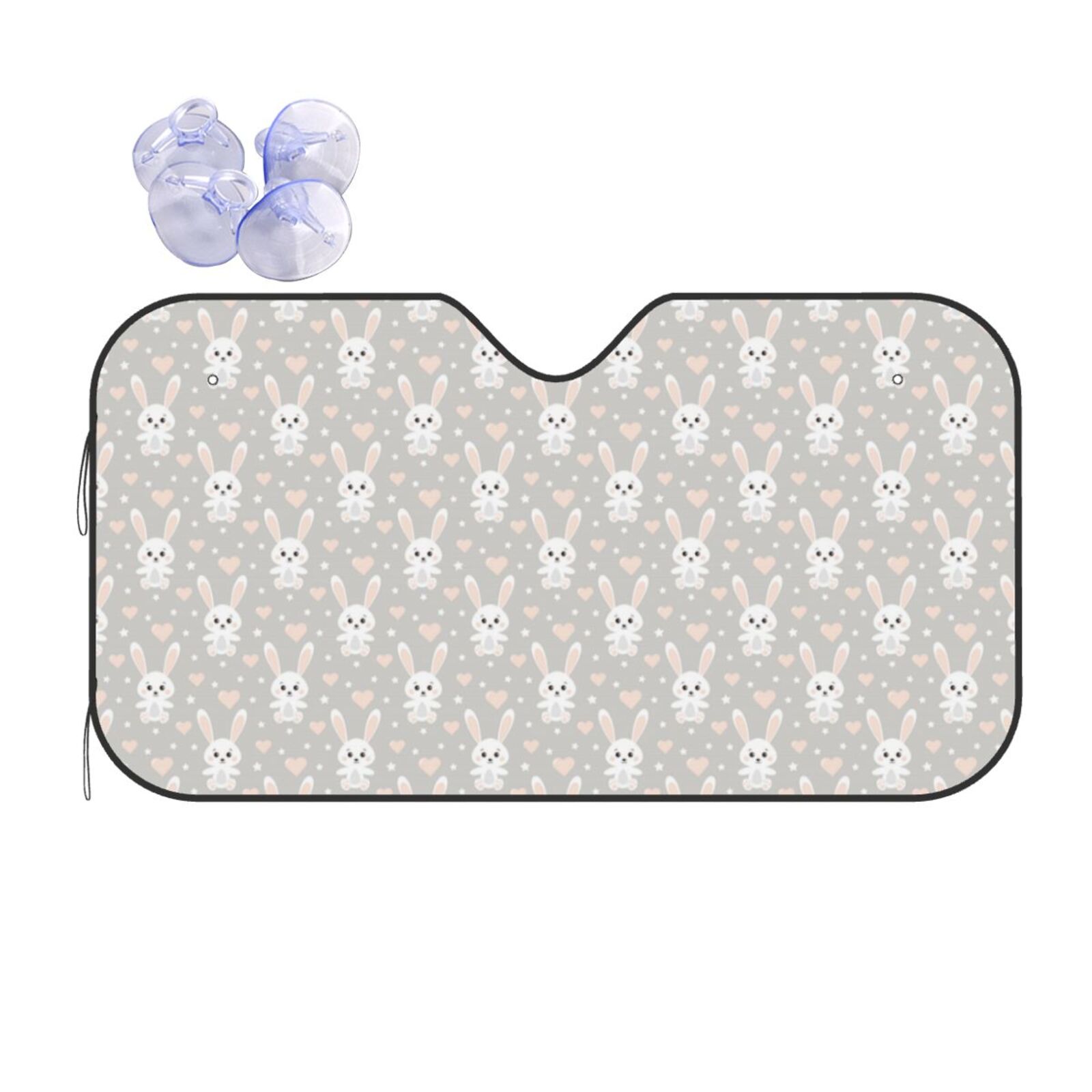 Tebeau Rabbit And Heart Print Foldable Car Windshield Sun Shades ...