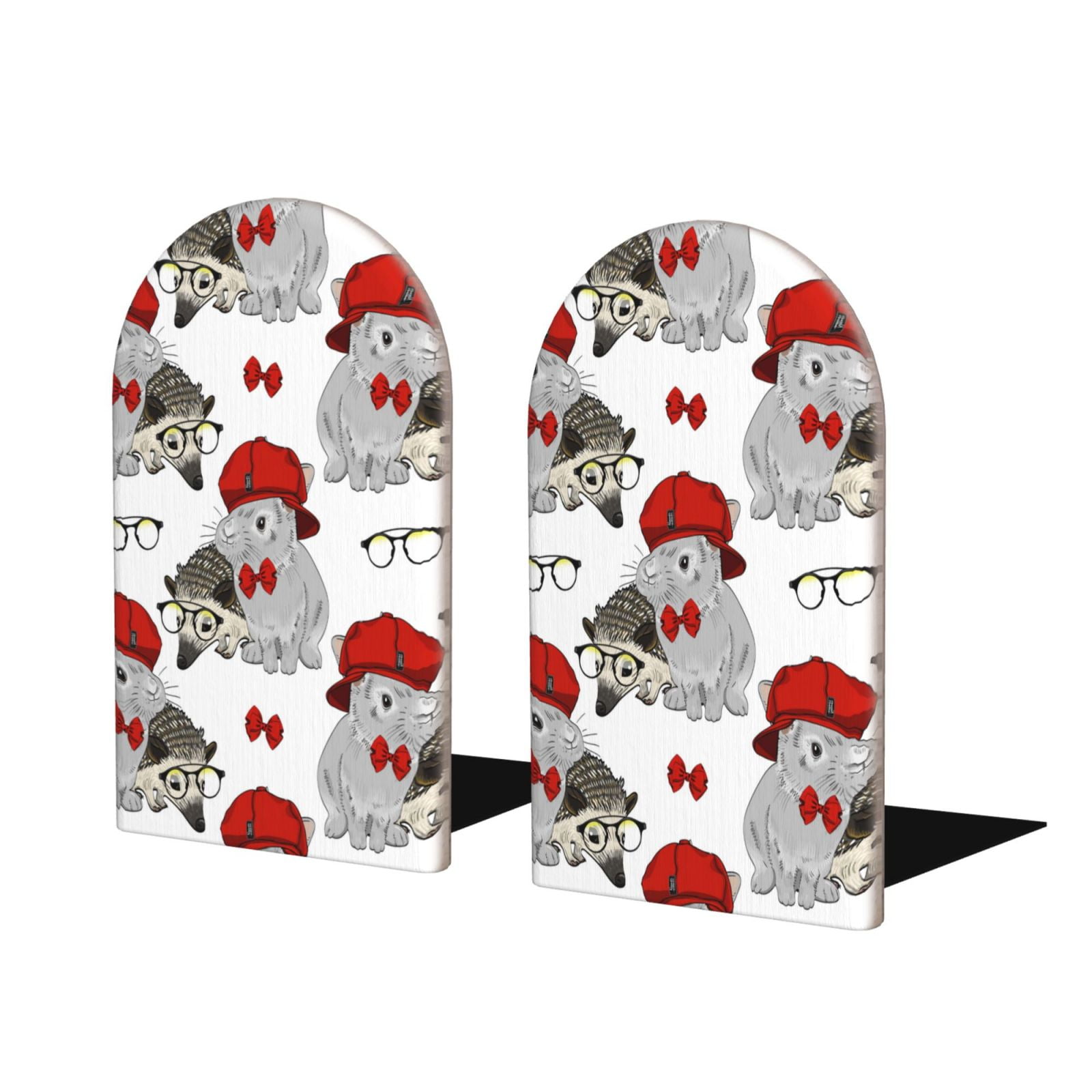 Tebeau Rabbit And Hedgehog Print Wood Bookends for Shelves,Bookends ...