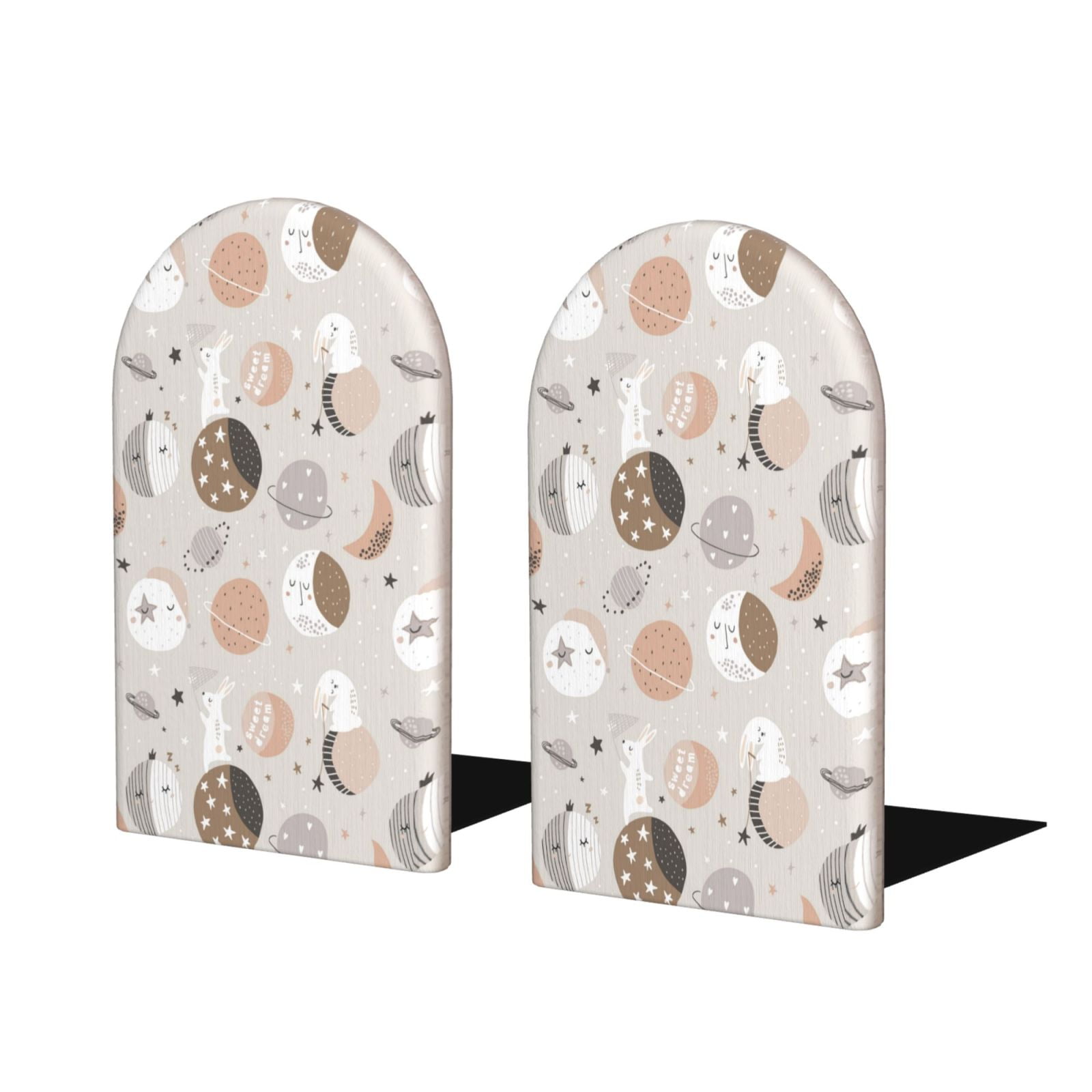 Tebeau Rabbit In Space Print Wood Bookends for Shelves,Bookends,Book ...