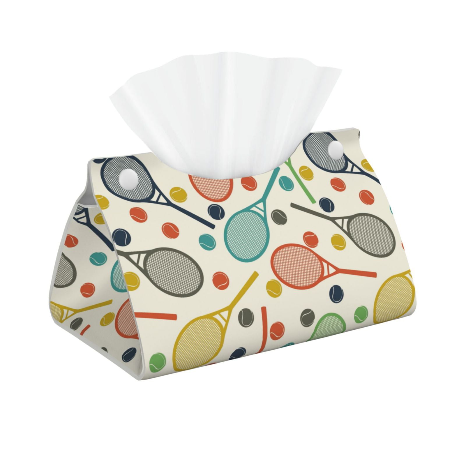 Tebeau Racket and Tennis Ball Print Tissue Box Cover,Modern PU Leather ...