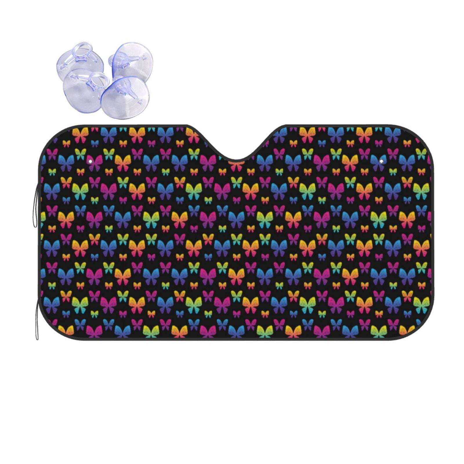 Tebeau Rainbow Butterfly Print Foldable Car Windshield Sun Shades ...