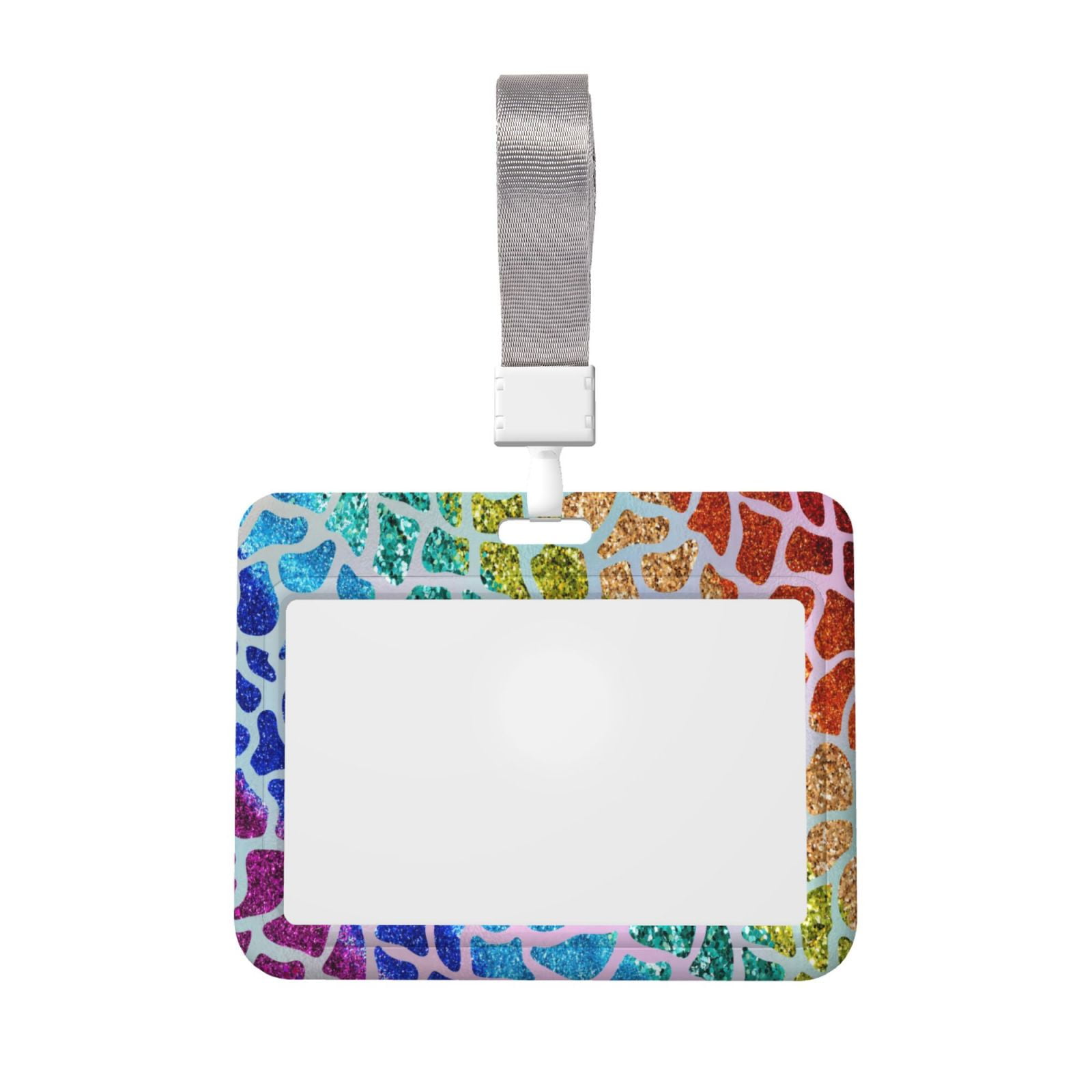 Tebeau Rainbow Glitter Print Duty Badge Holder,Badge Holders with Clip ...