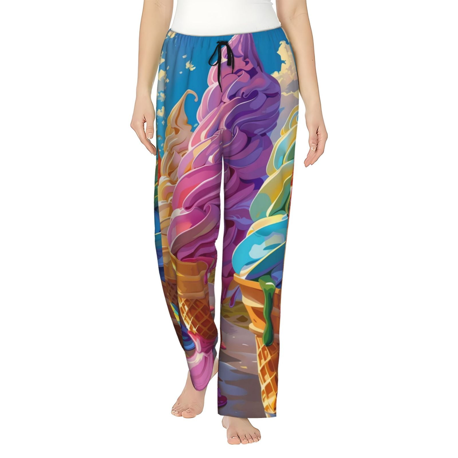 Tebeau Rainbow Melting Ice Cream Print Women Pajama Pants Women's ...