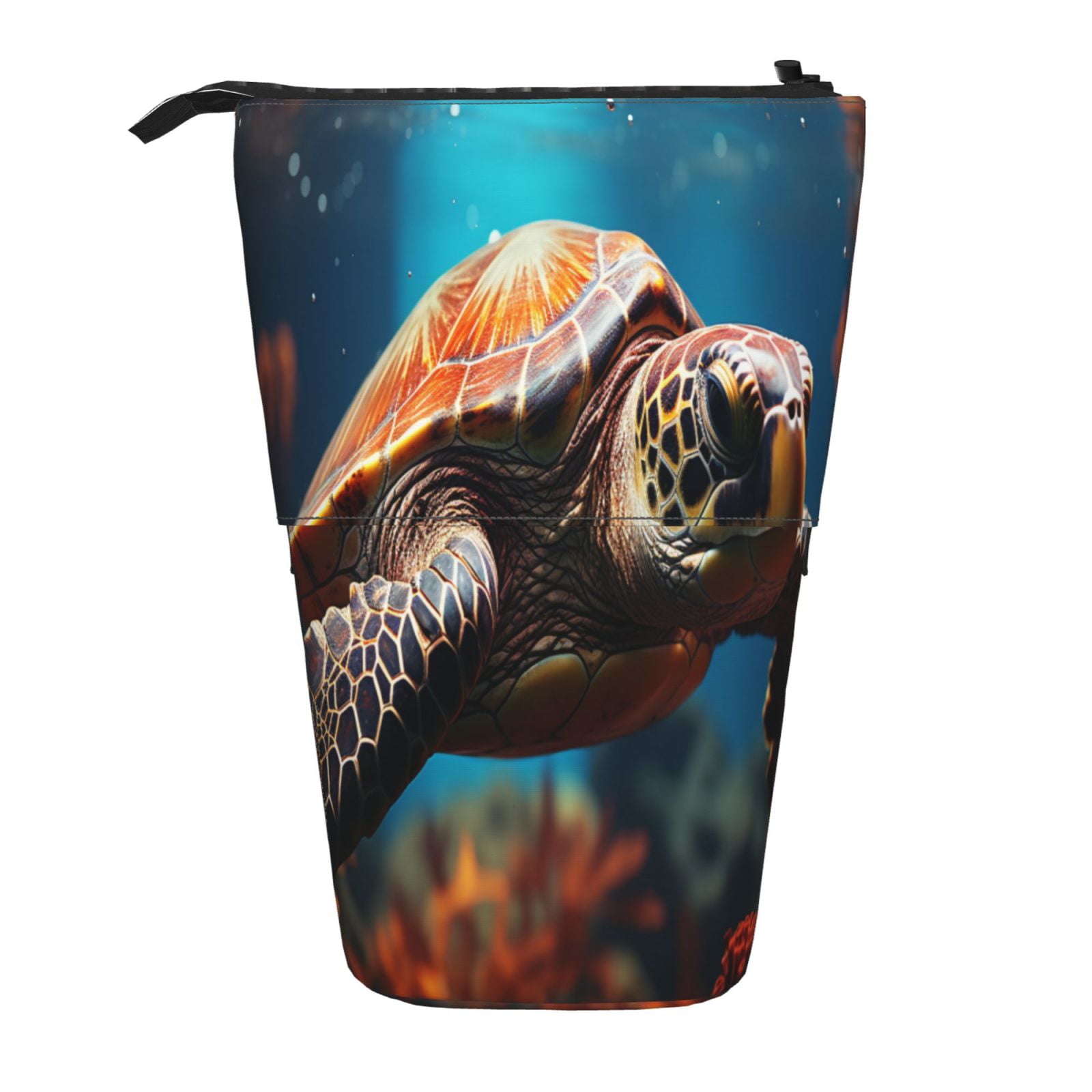 Tebeau Realistic Turtle Print Telescopic Pencil Bag Pen Holder Pop Up ...