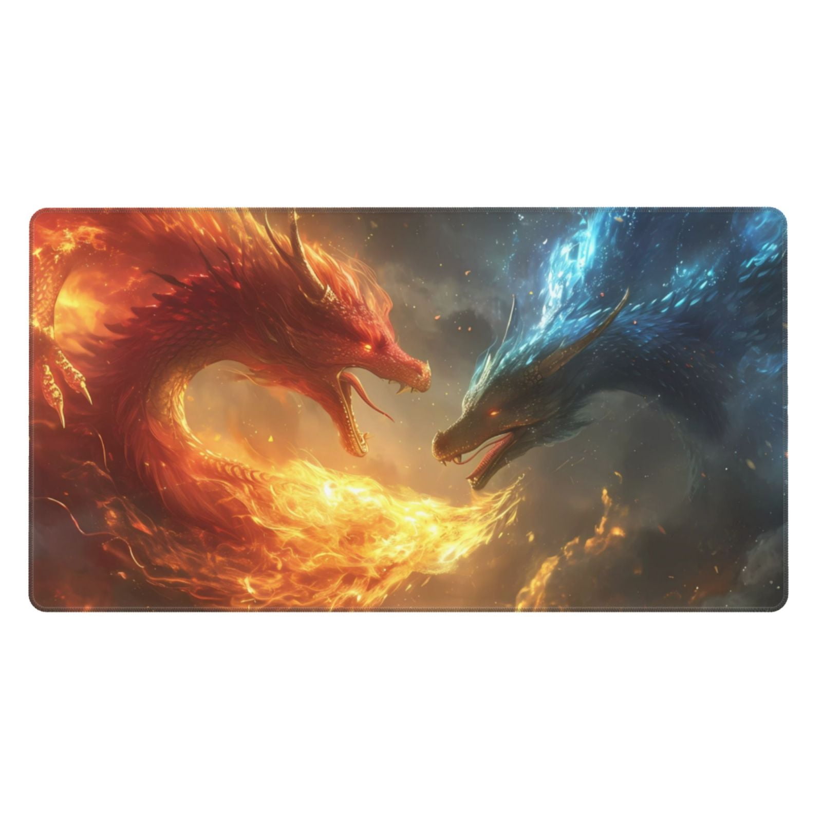 Tebeau Red And Blue Fire Dragon B Print Large Mouse Pad for Desktop ...
