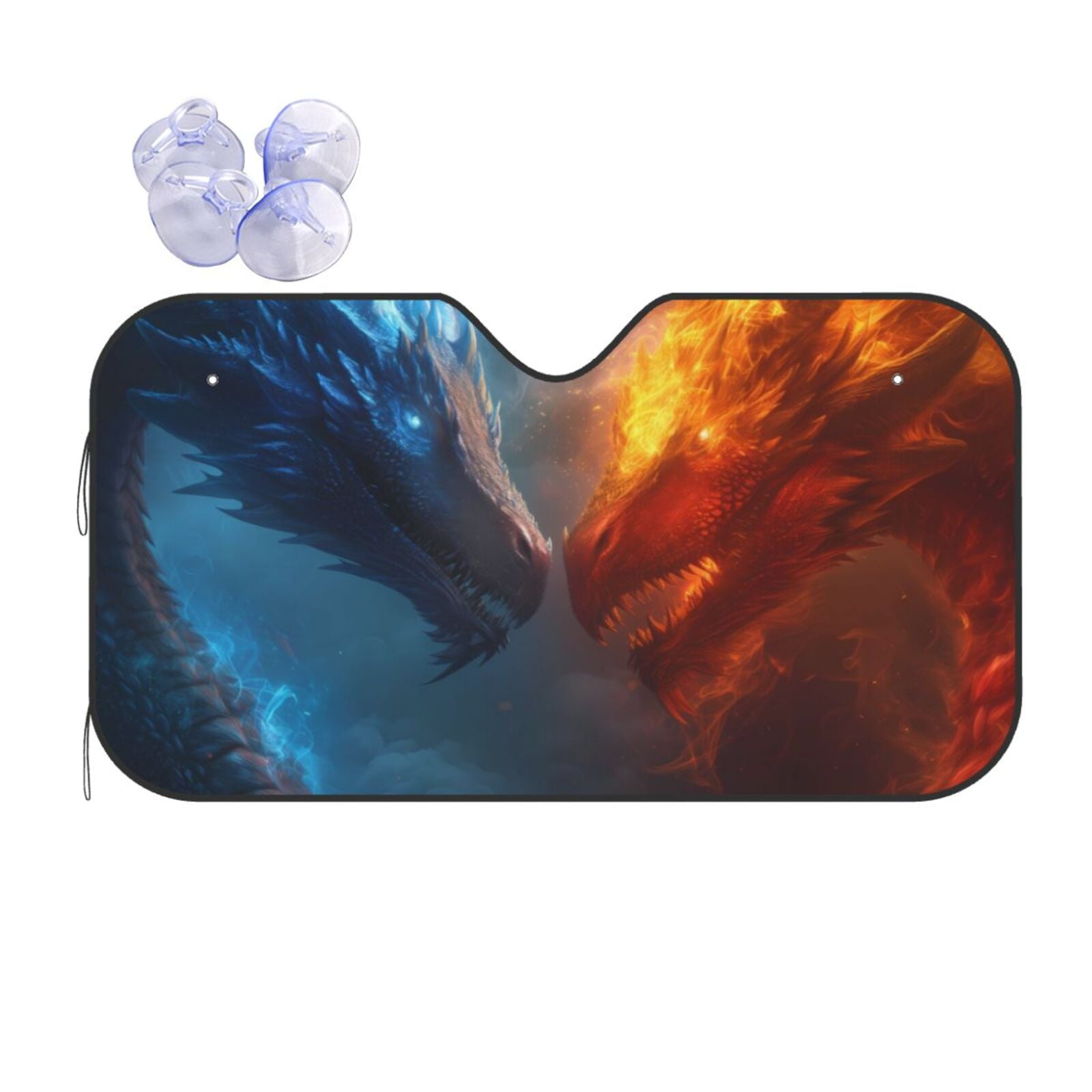 Tebeau Red And Blue Fire Dragon E Print Foldable Car Windshield Sun ...