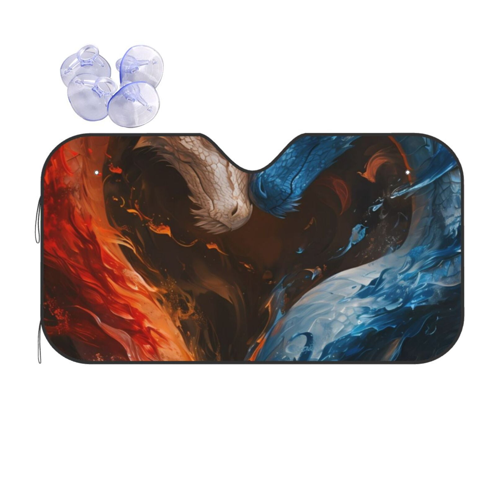 Tebeau Red And Blue Fire Dragon F Print Foldable Car Windshield Sun ...