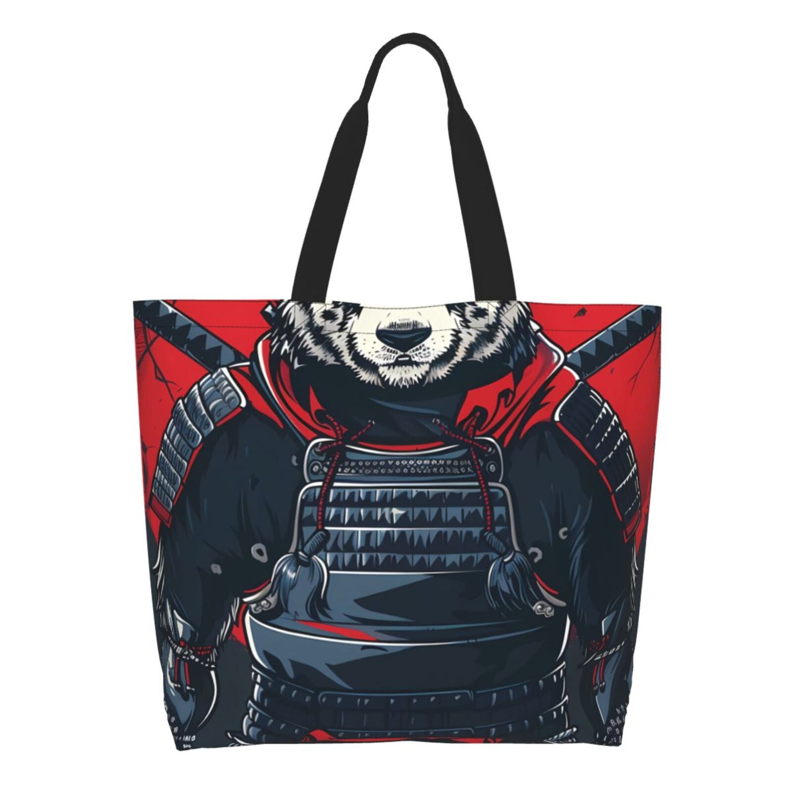 Tebeau Red Black Eastern Panda Warrior Print Reusable Grocery Bags ...