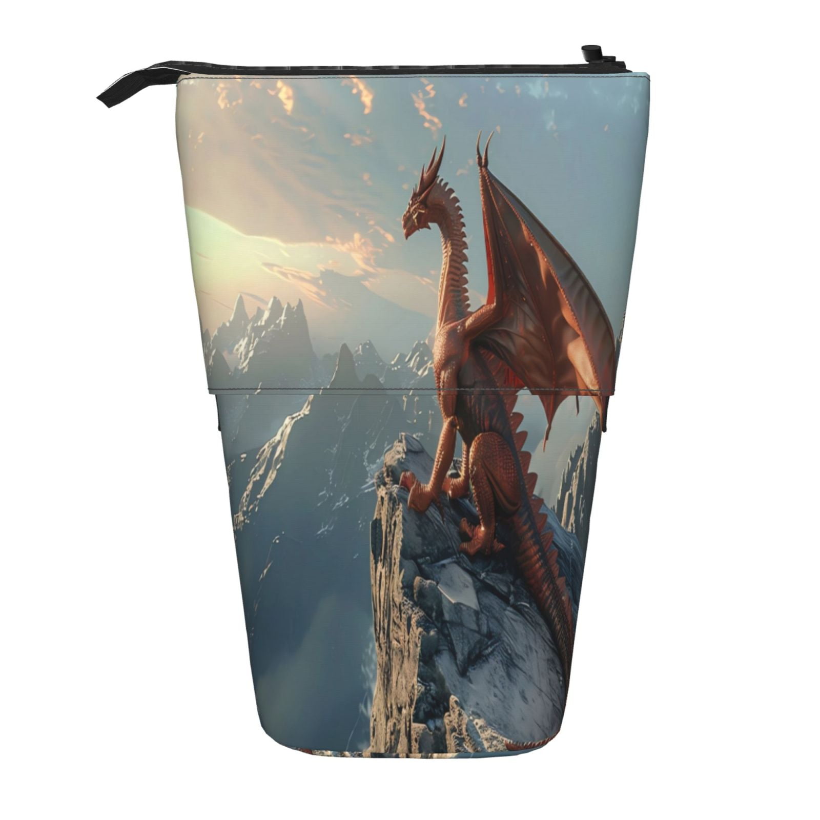 Tebeau Red Dragon Mountain Sunrise Print Telescopic Pencil Bag Pen ...