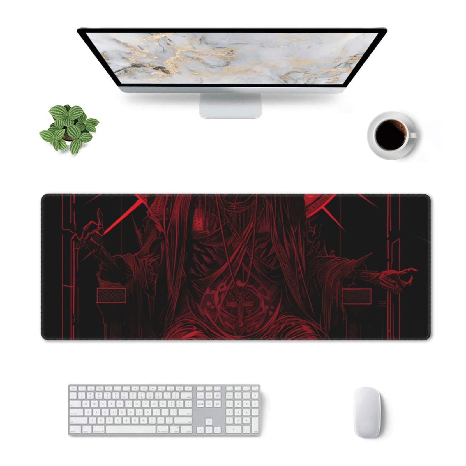 Tebeau Red Gothic Skeleton Throne Print 12x31.5 inch Gaming Mouse Pad ...