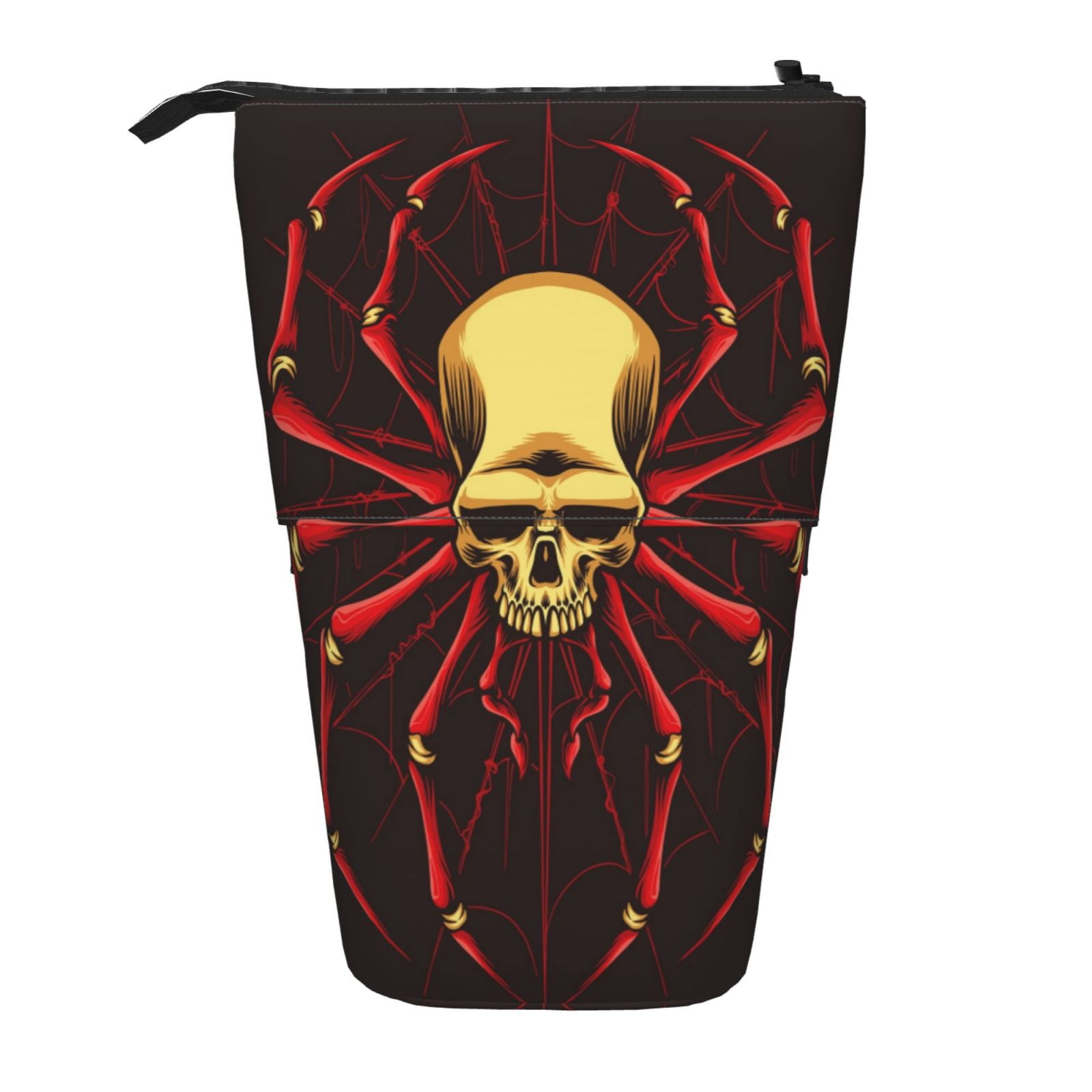 Tebeau Red Skull Spider Print Telescopic Pencil Bag Pen Holder Pop Up ...