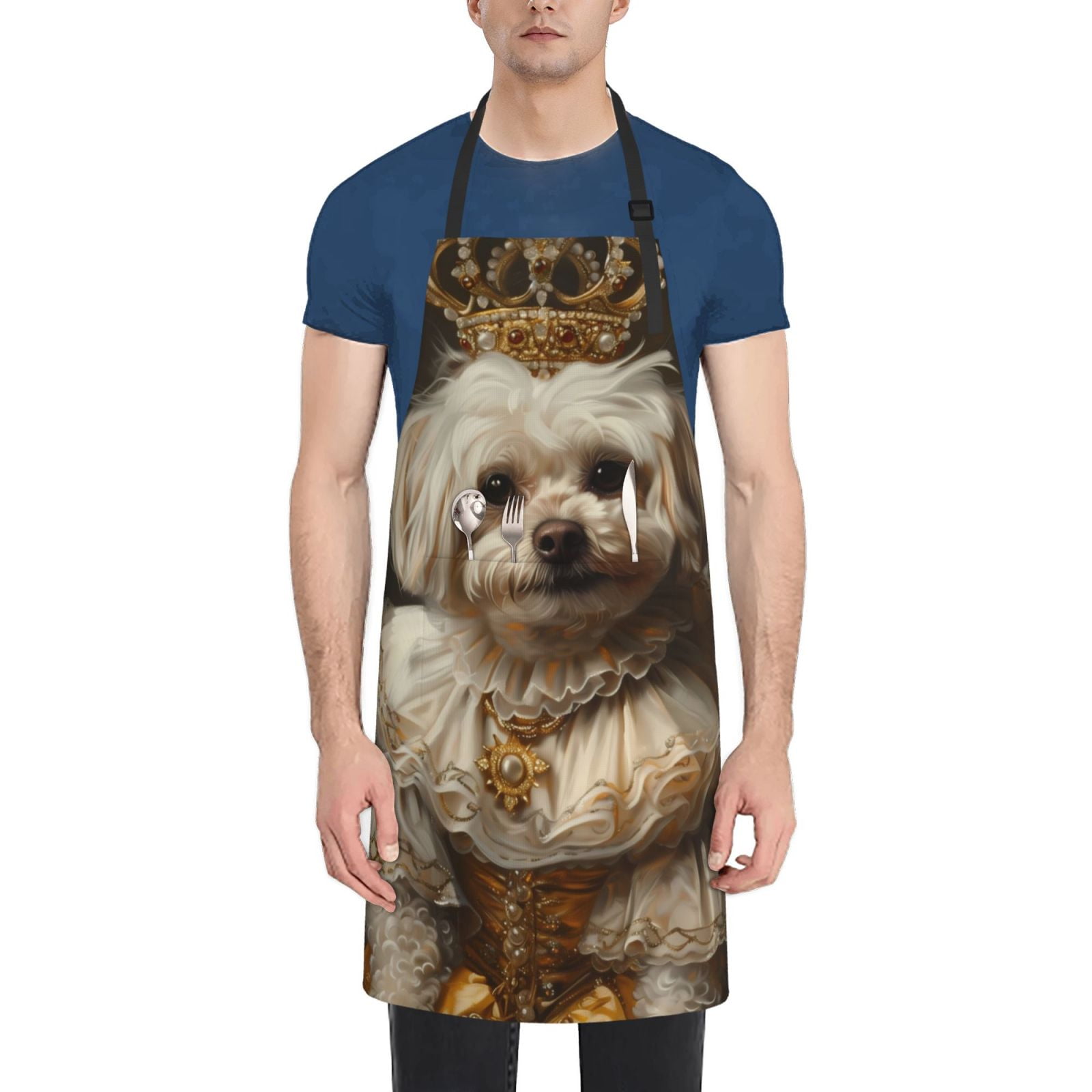 Tebeau Regal Dog In Royal Attire Print Waterproof Cooking Aprons ...
