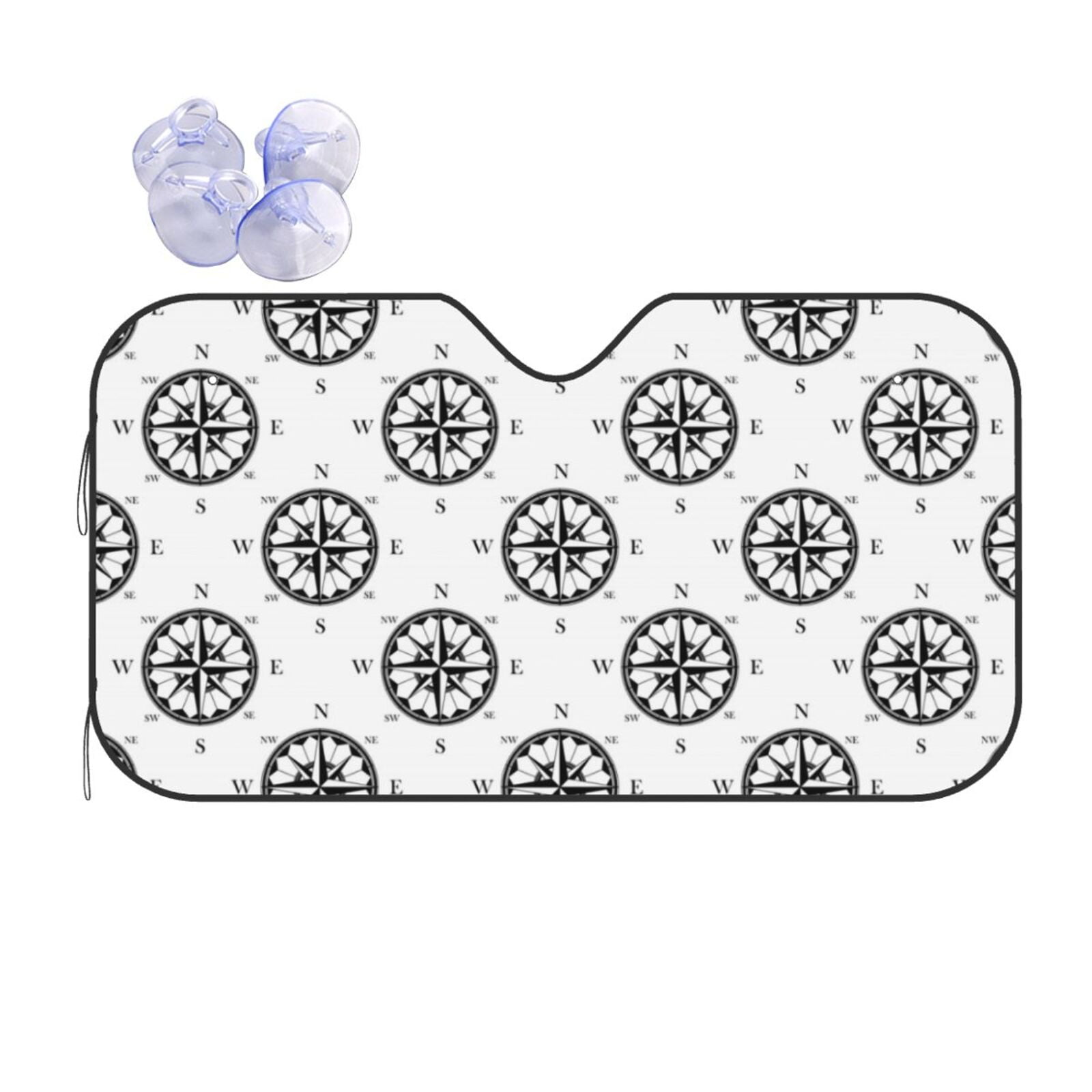 Tebeau Retro Compass Print Foldable Car Windshield Sun Shades Universal ...