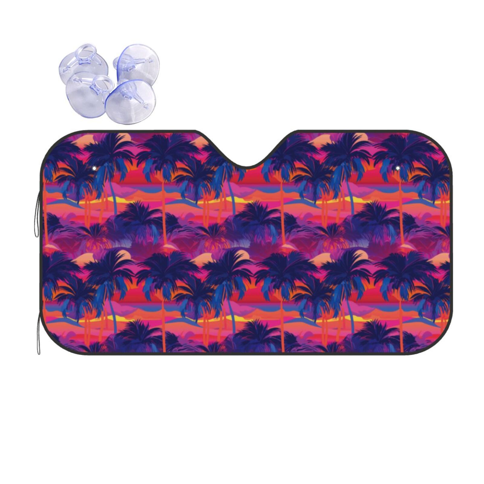 Tebeau Retro Palms Print Foldable Car Windshield Sun Shades Universal ...