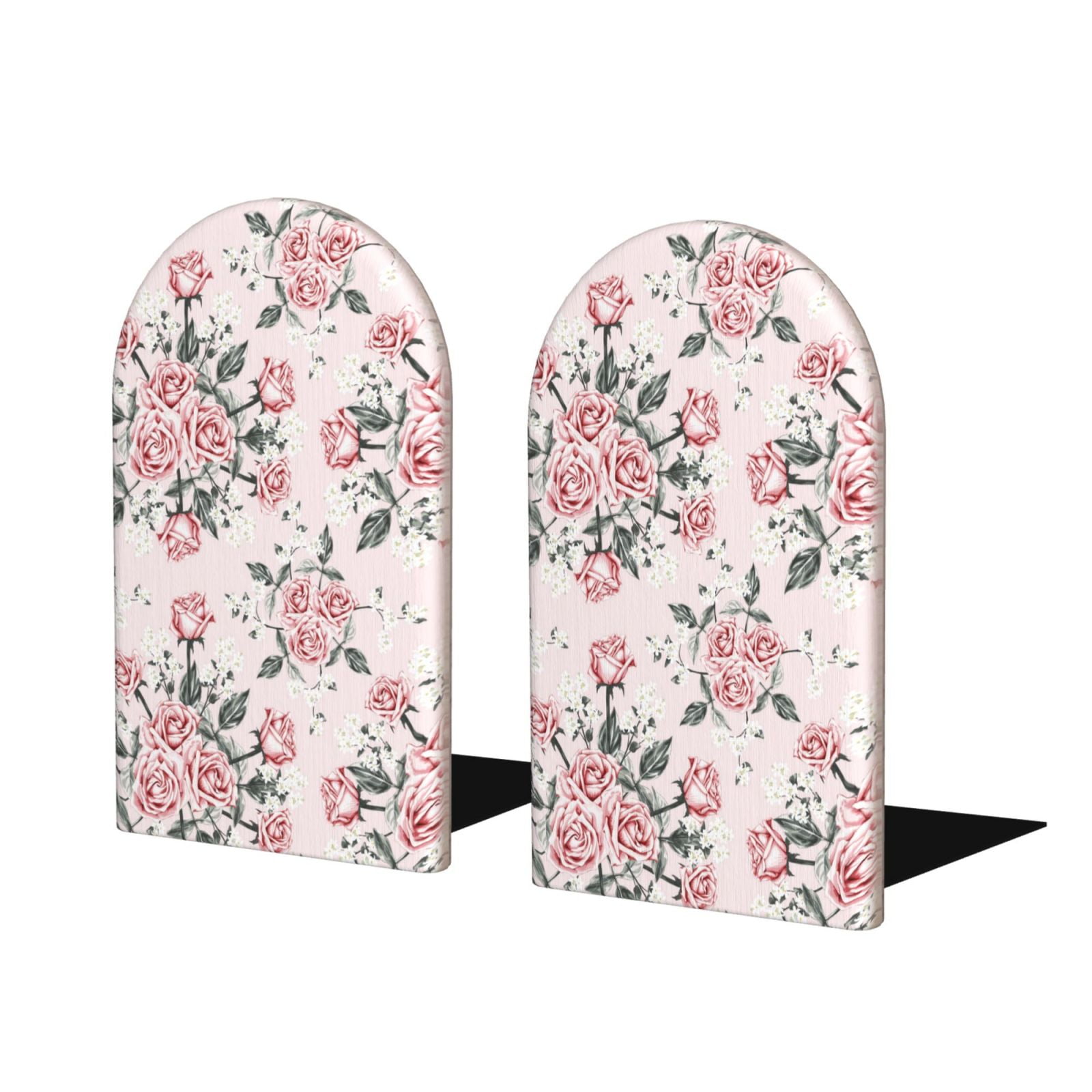 Tebeau Rose Flowers Print Wood Bookends for Shelves,Bookends,Book ...