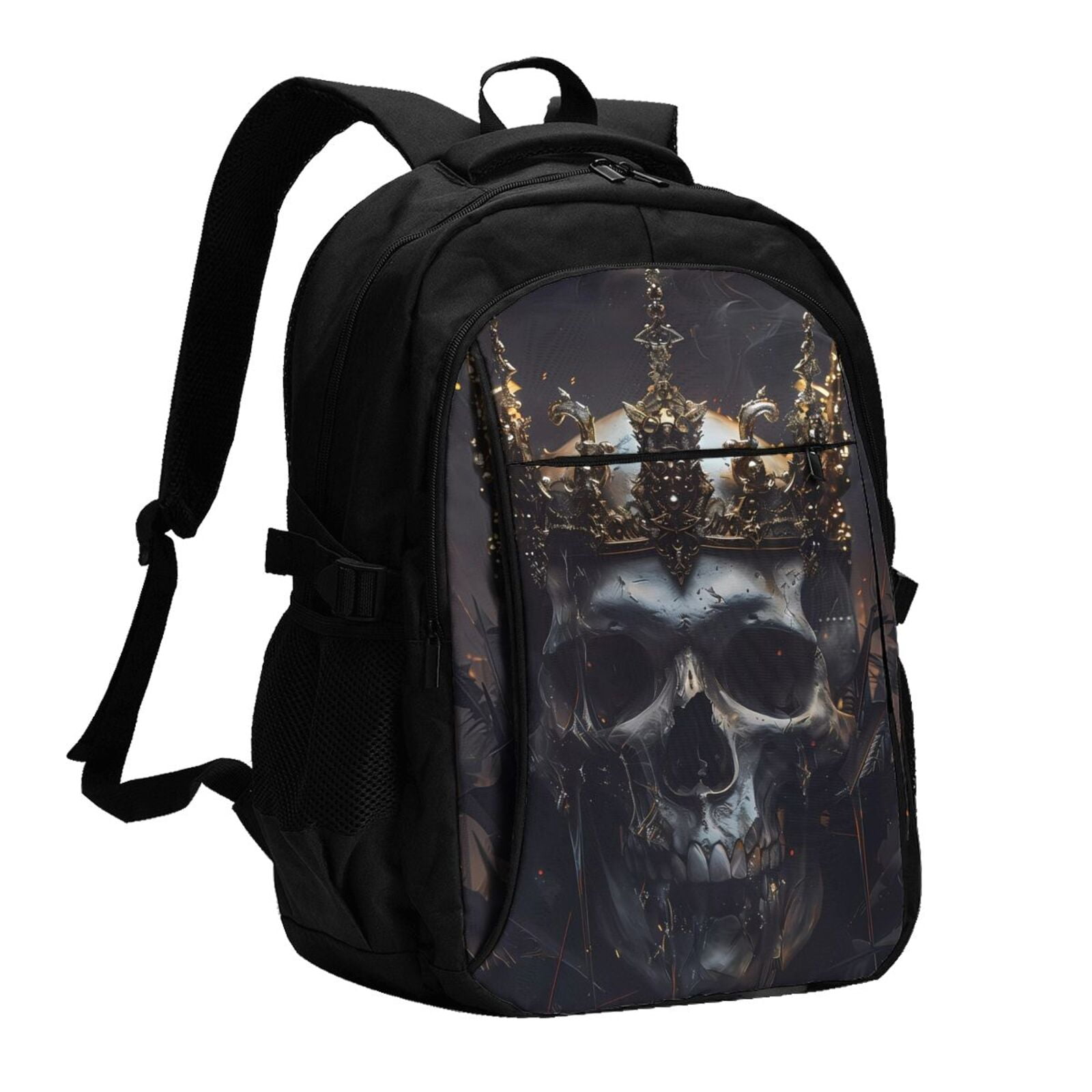 Tebeau Royal Skull With Golden Crown Print Travel Laptop Backpack ...