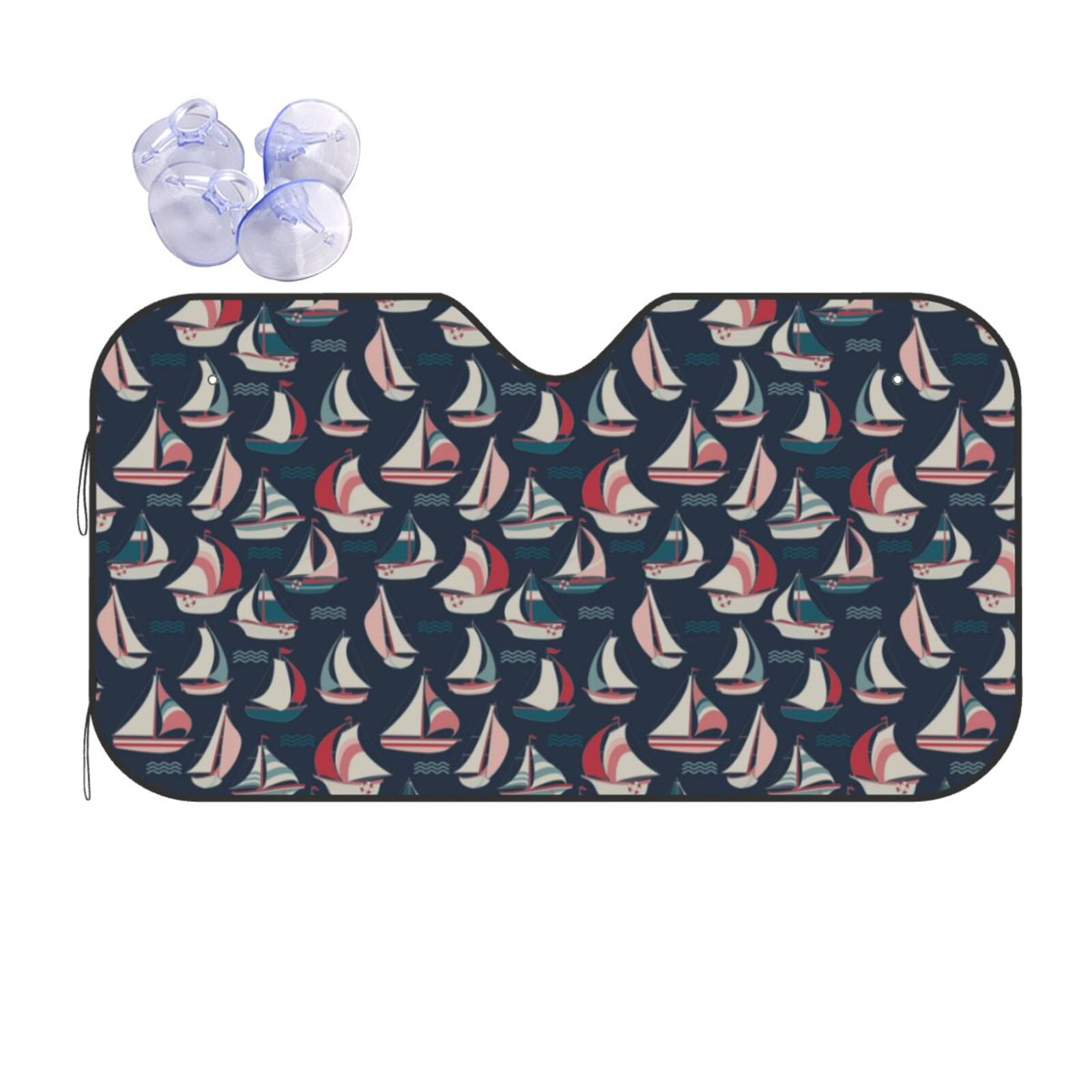 Tebeau Sailboat And Wave Print Foldable Car Windshield Sun Shades ...