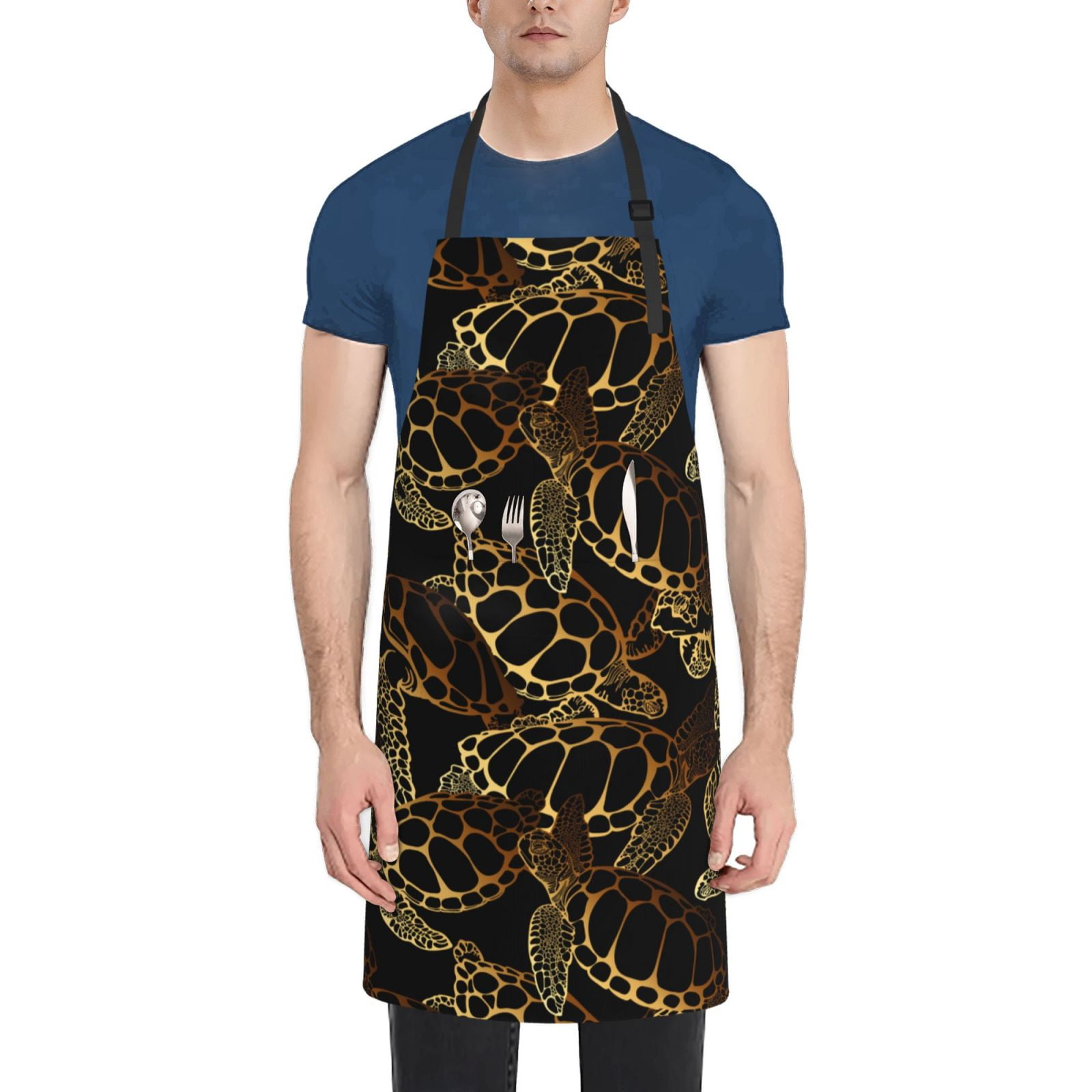 Tebeau Sea Turtle With Ocean Print Waterproof Cooking Aprons ...