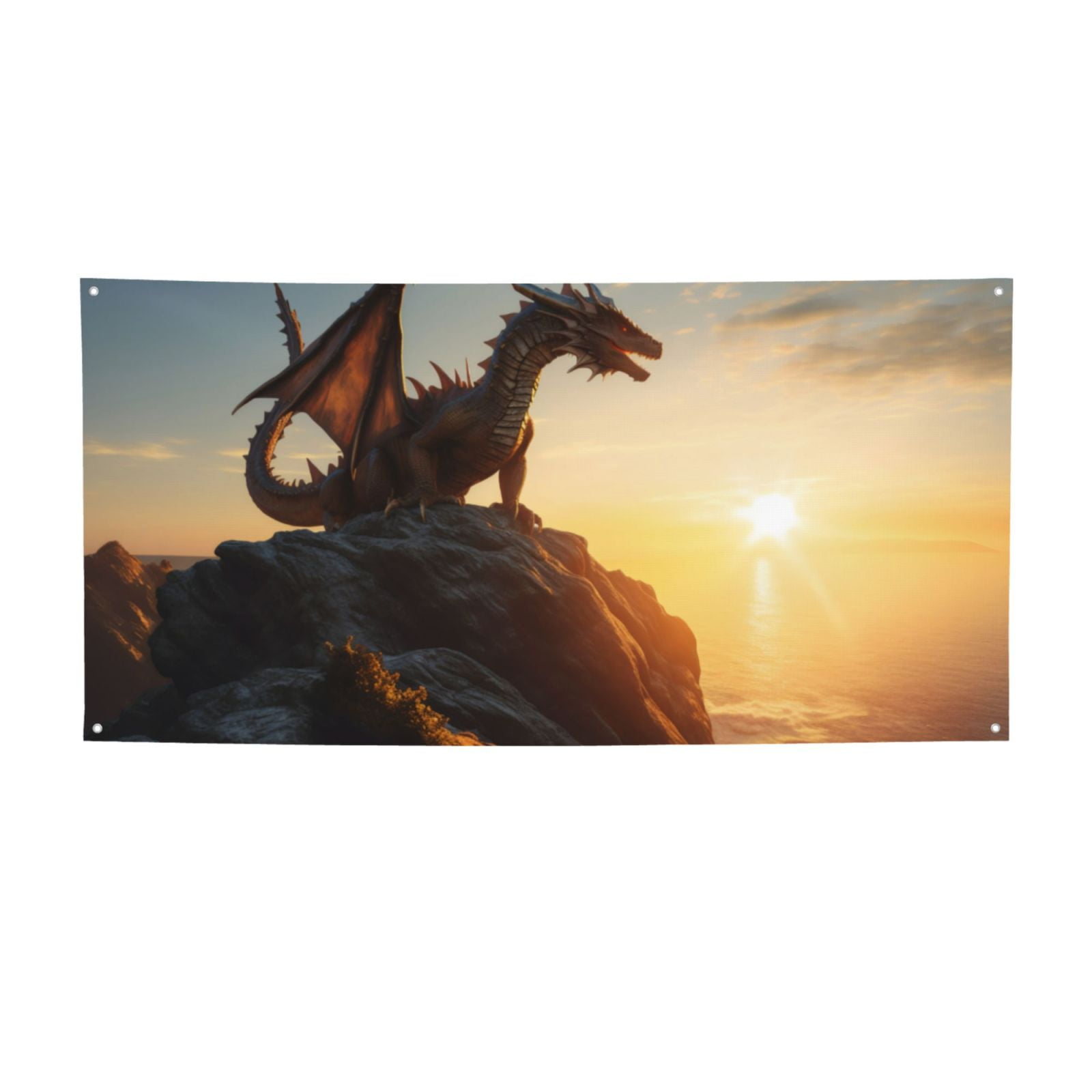 Tebeau Seaside Sunset Cool Dragon Print Banner Backdrop Banner for ...