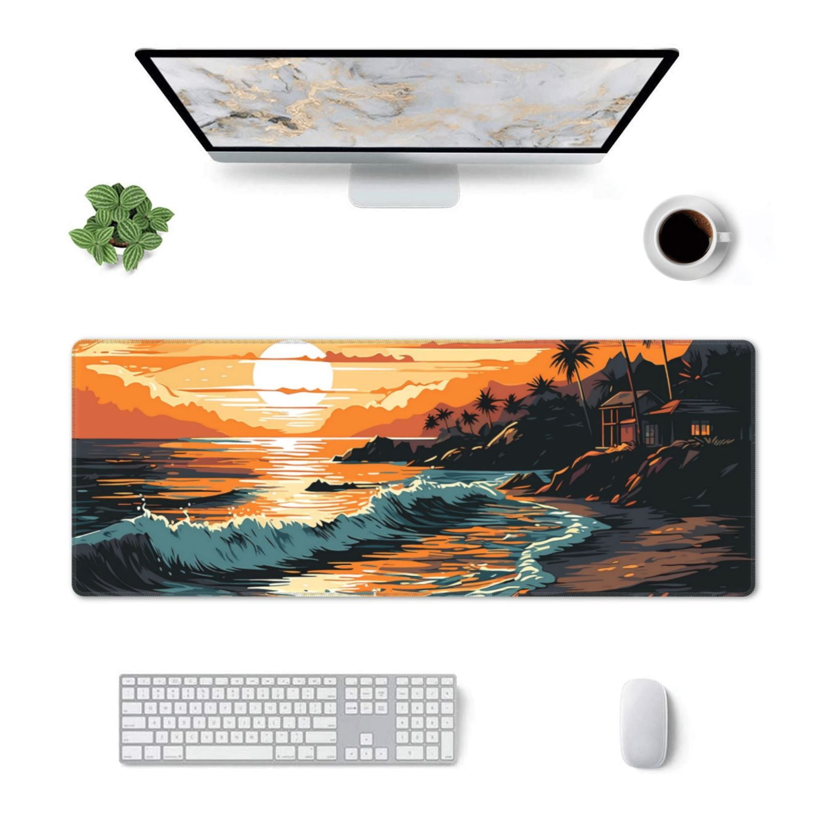 Tebeau Serene Ocean Sunset Print 12x31.5 inch Gaming Mouse Pad Mat ...