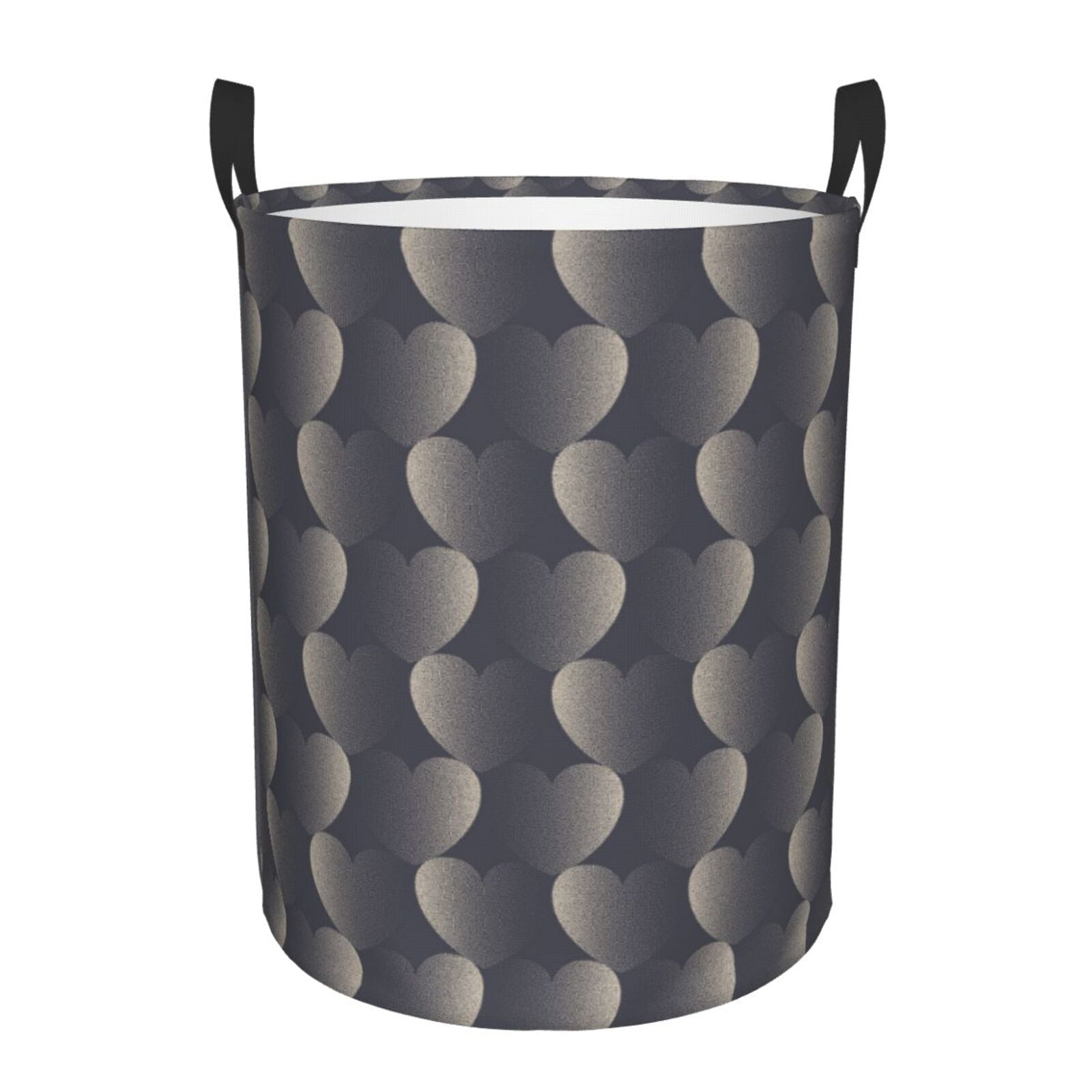 Tebeau Silver Glitter Hearts Print Large Storage Basket,Laundry Hamper ...