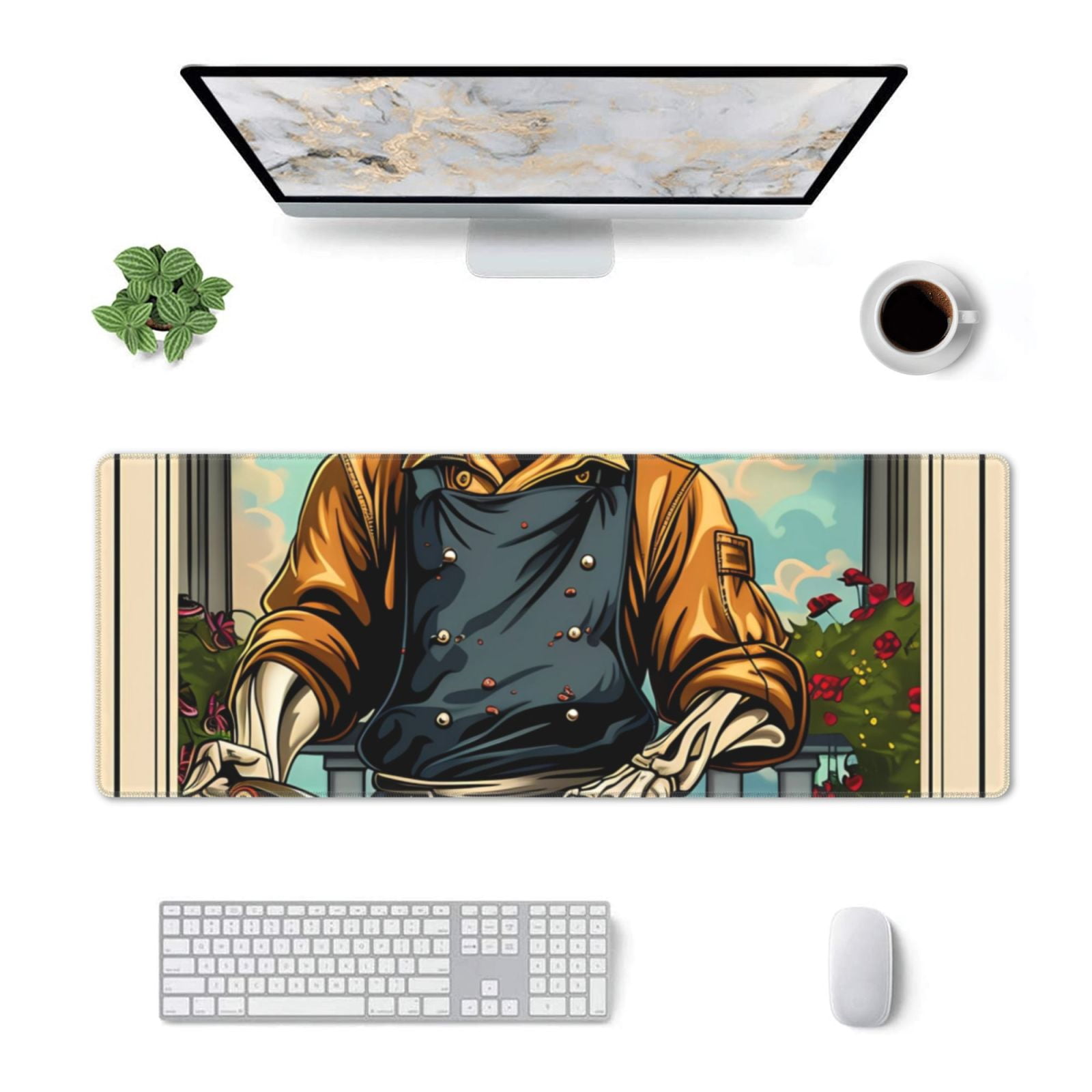 Tebeau Skeleton Chef BBQ Scene Print 12x31.5 inch Gaming Mouse Pad Mat ...