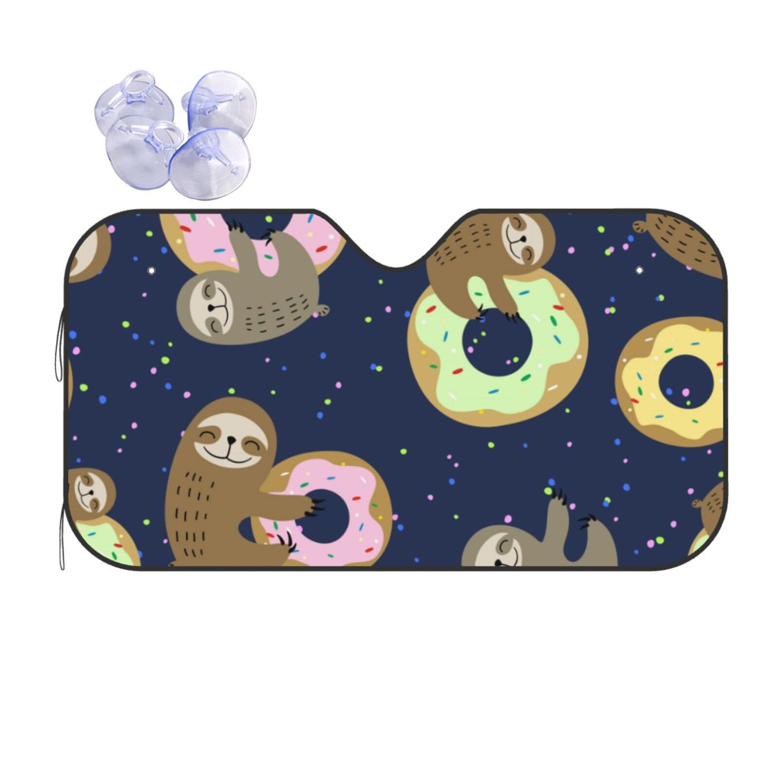 Tebeau Sloth with Donuts Print Foldable Car Windshield Sun Shades ...