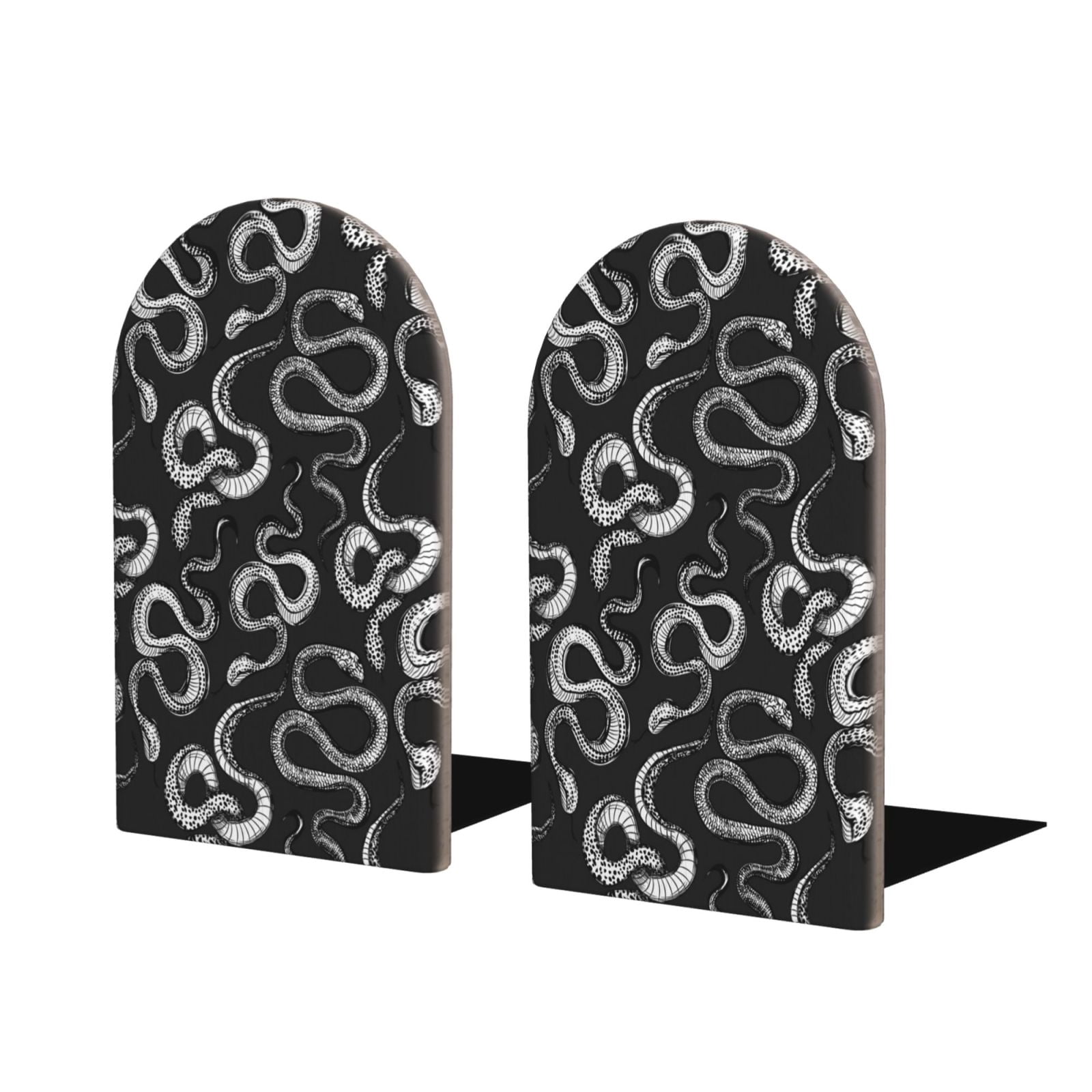 Tebeau Snake Print Wood Bookends for Shelves,Bookends,Book Holders for ...