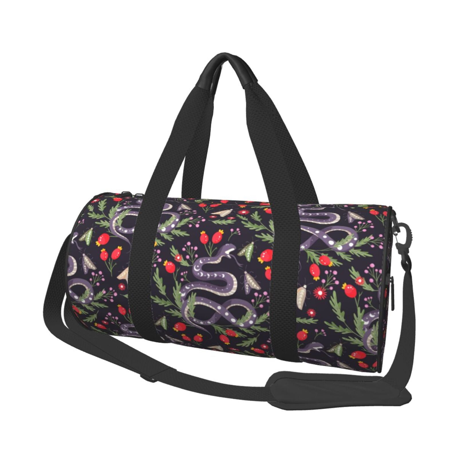 Tebeau Snakes And Snake Fruit Print Travel Duffle Bag, Waterproof ...
