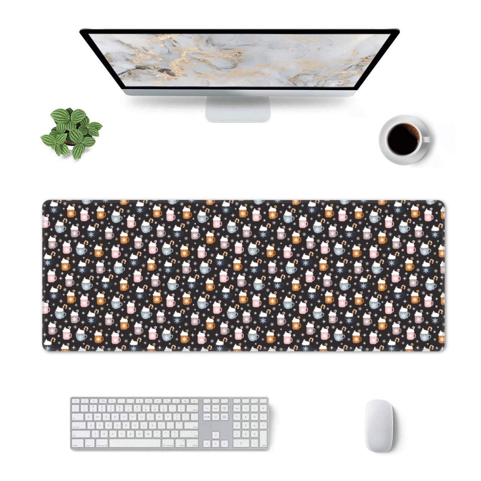Tebeau Snowflake Cream Hot Cocoa Print 12x31.5 inch Gaming Mouse Pad ...