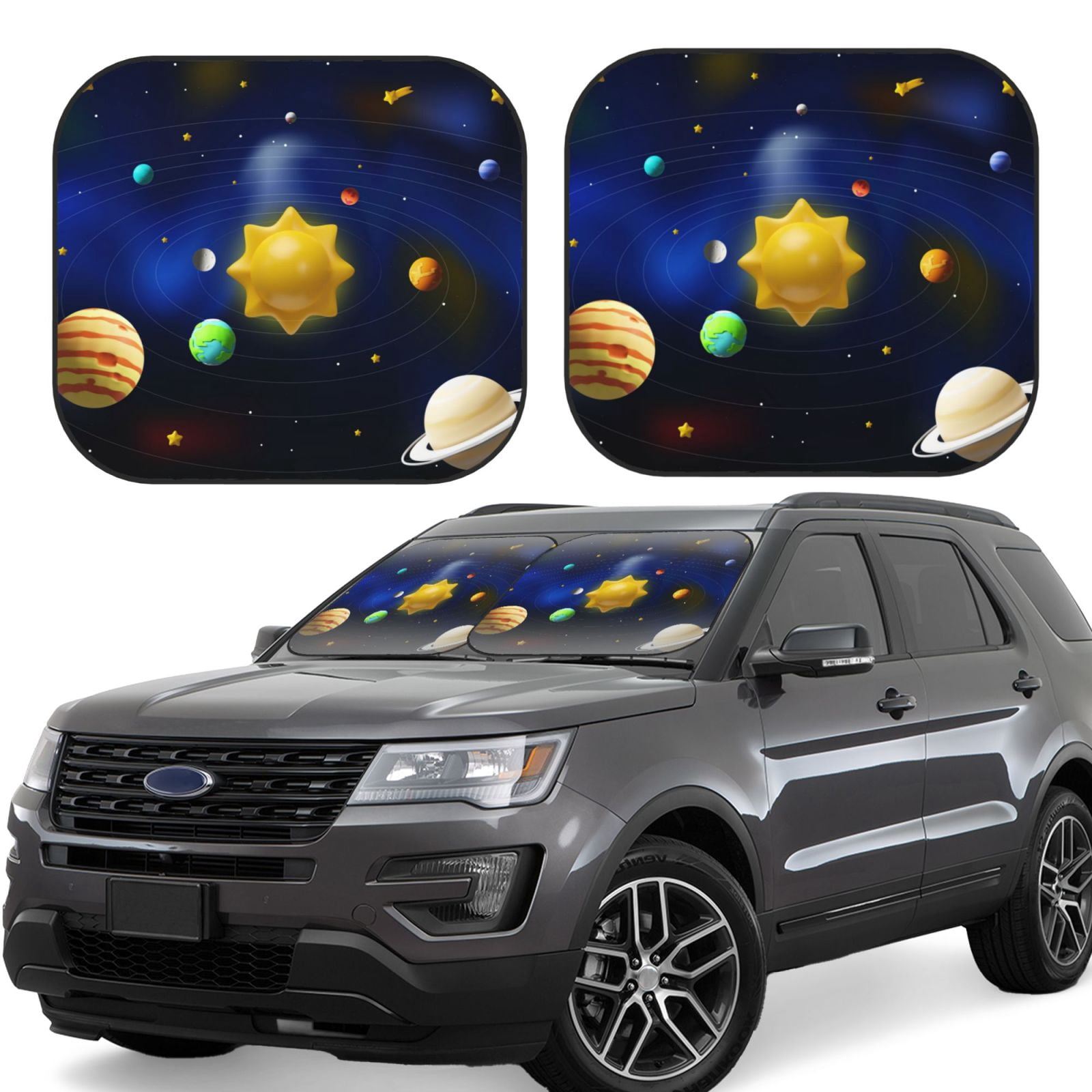 Tebeau Solar System Print Foldable Car Windshield Sun Shades Universal ...