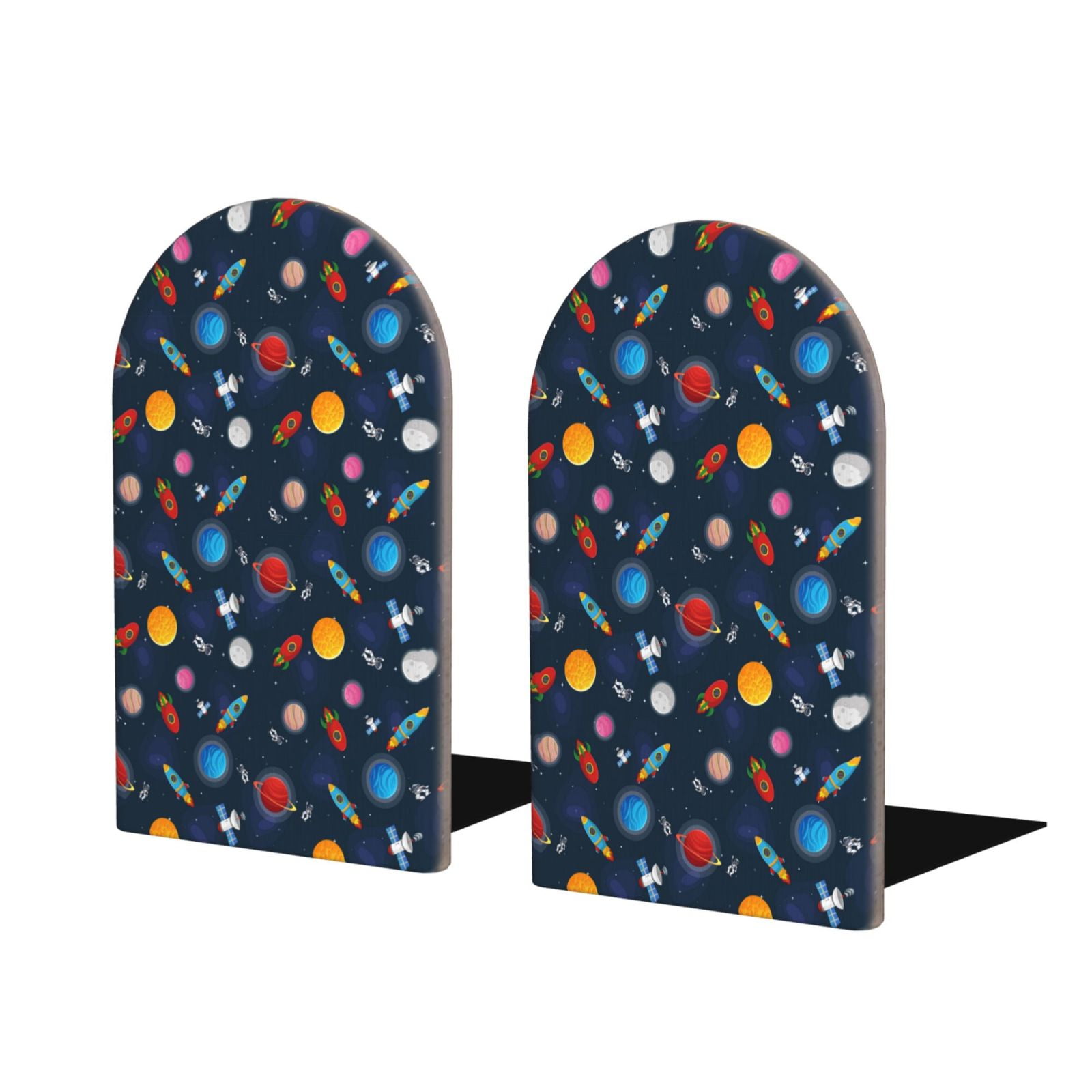 Tebeau Space Cartoon Print Wood Bookends for Shelves,Bookends,Book ...