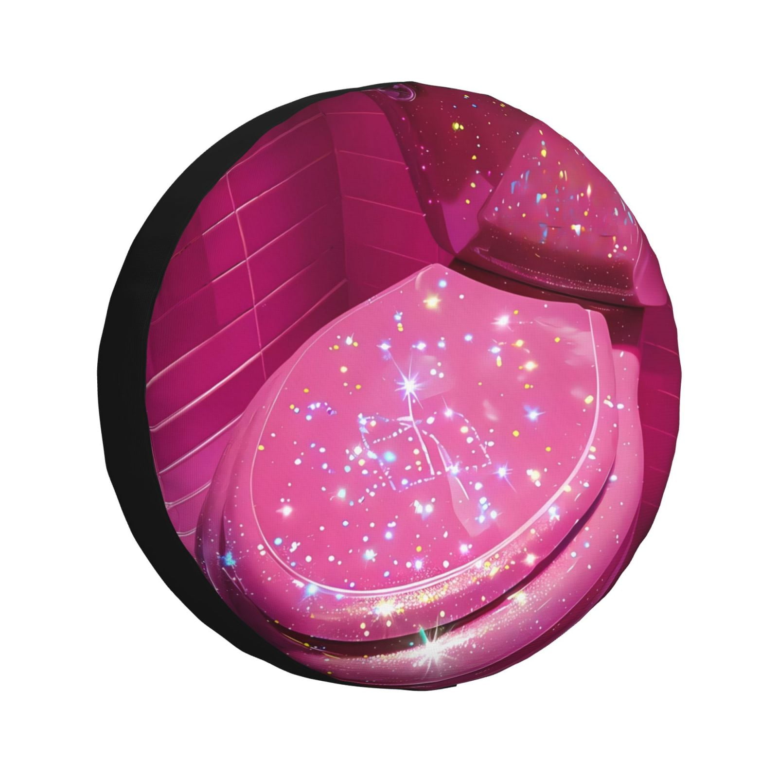 Tebeau Sparkling Pink Toilet Print Spare Tire Cover Wheel Tire Cover ...