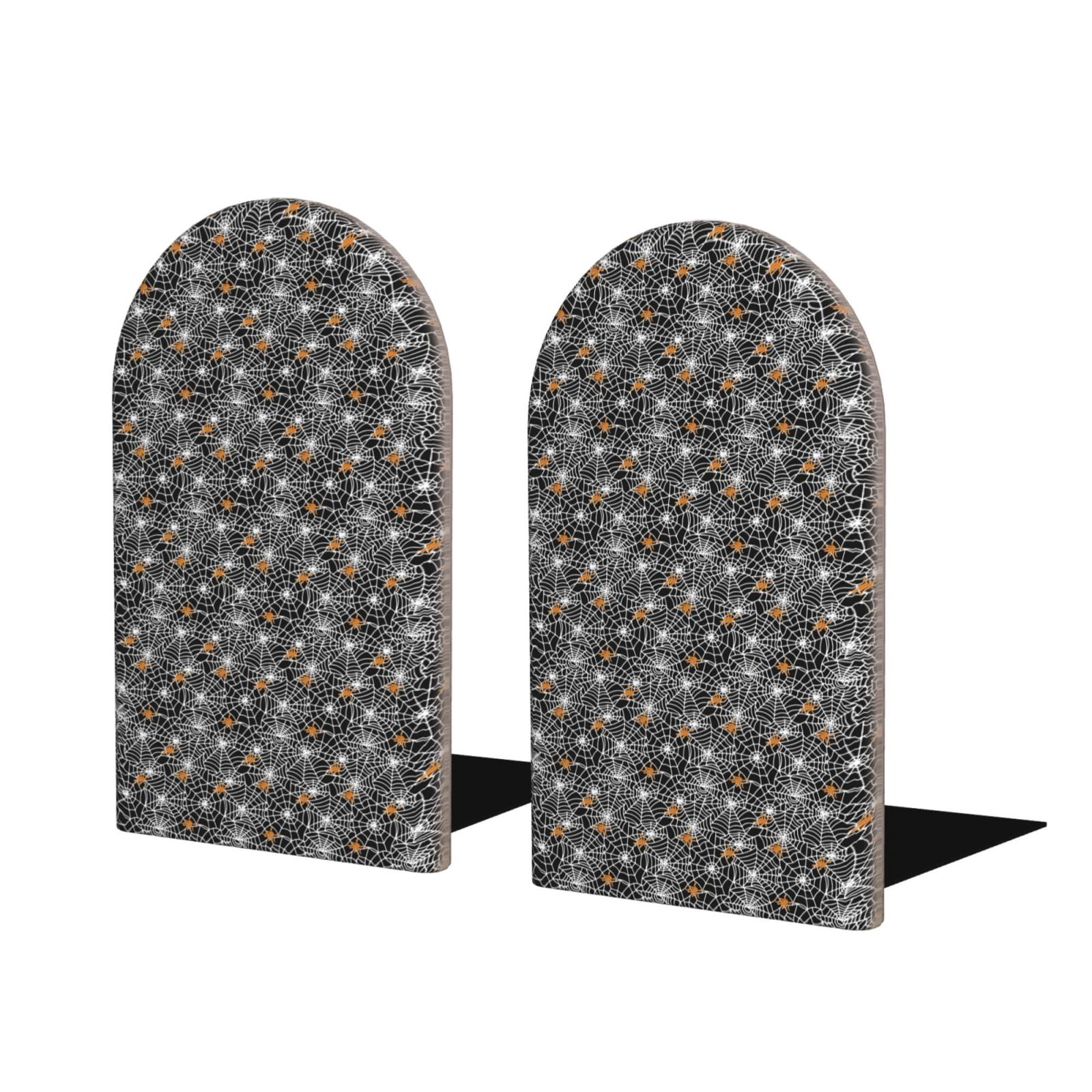 Tebeau Spider Cobweb Print Wood Bookends for Shelves,Bookends,Book ...