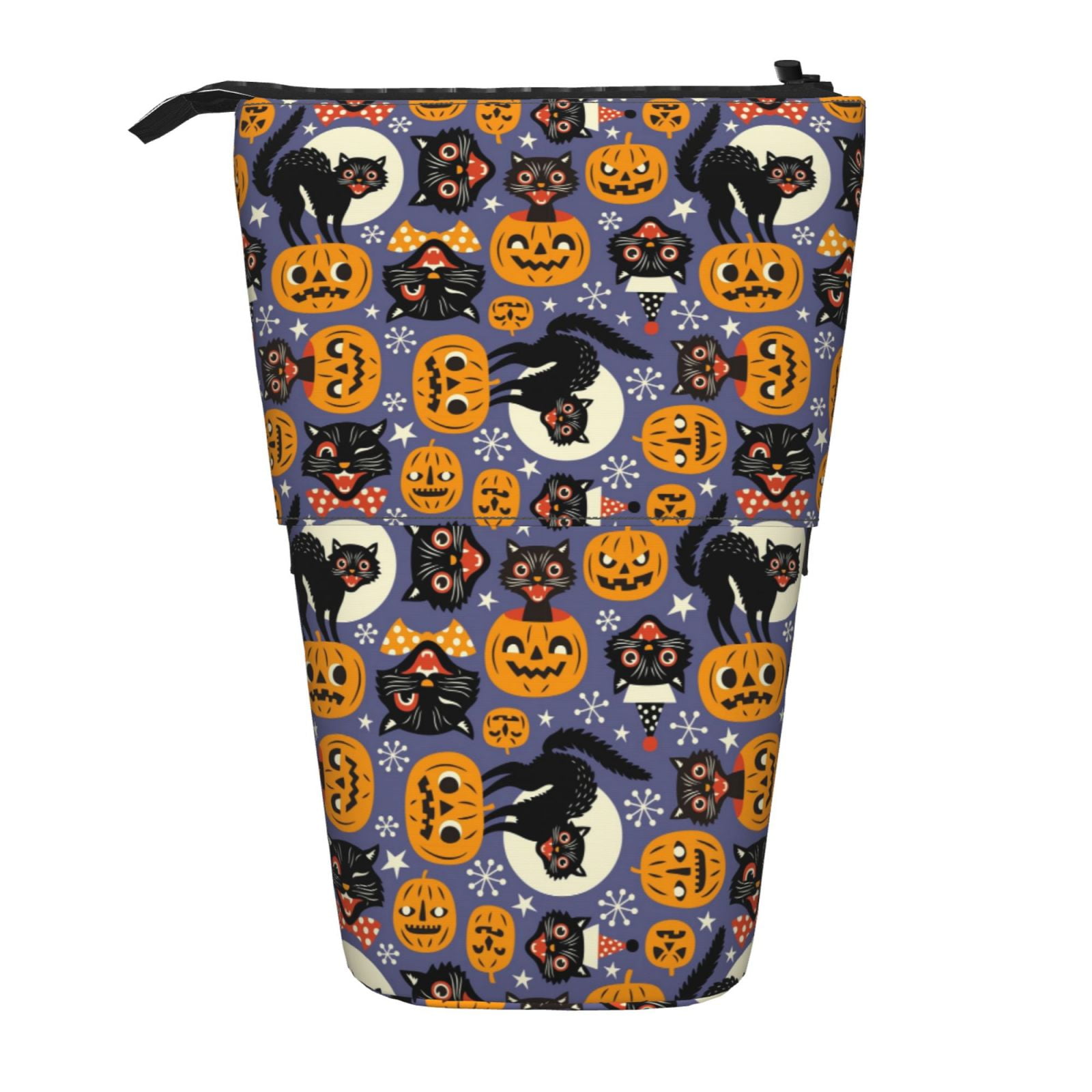 Tebeau Spooky Cats And Halloween Pumpkins Print Telescopic Pencil Bag ...