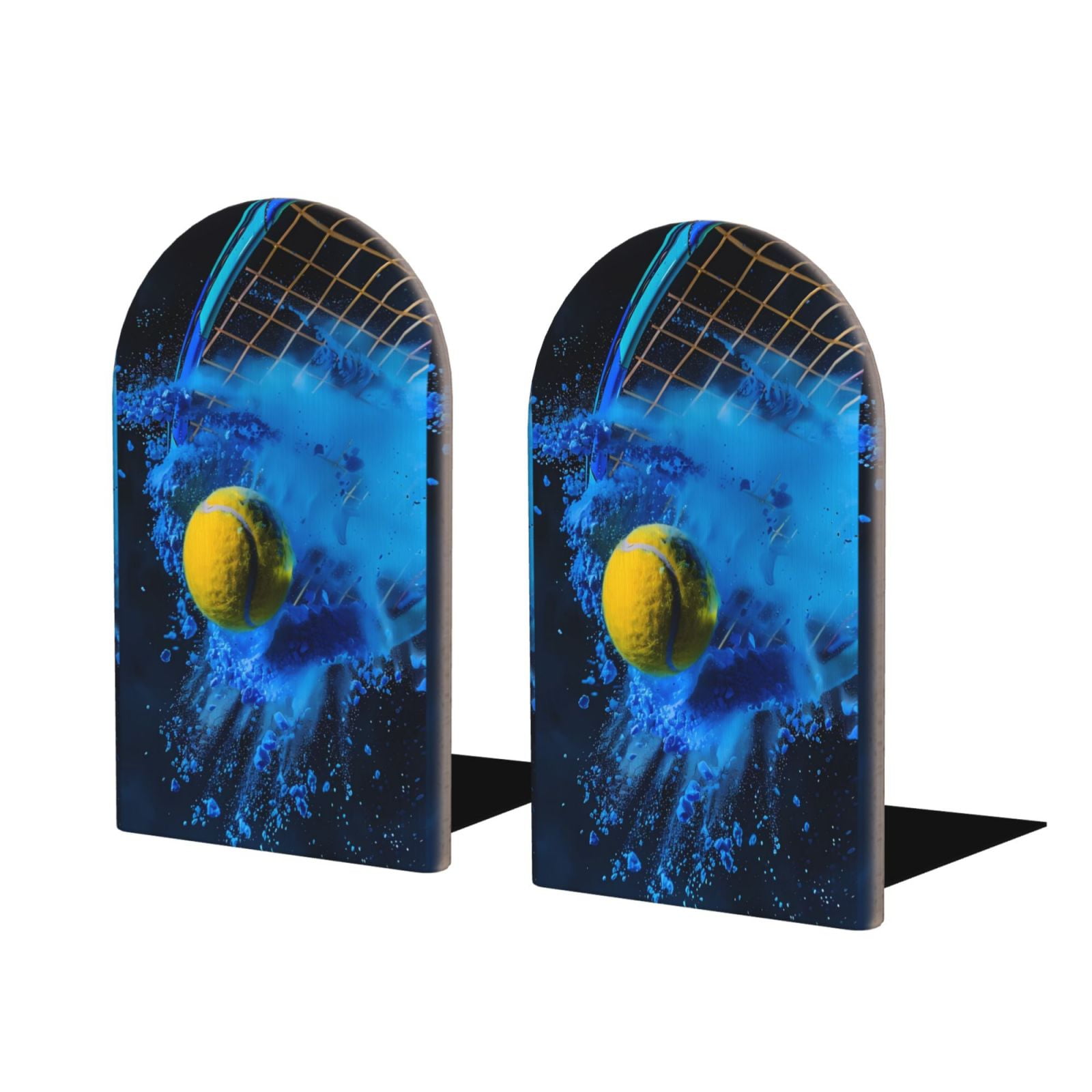 Tebeau Sports Tennis Ball Print Wood Bookends for Shelves,Bookends,Book ...