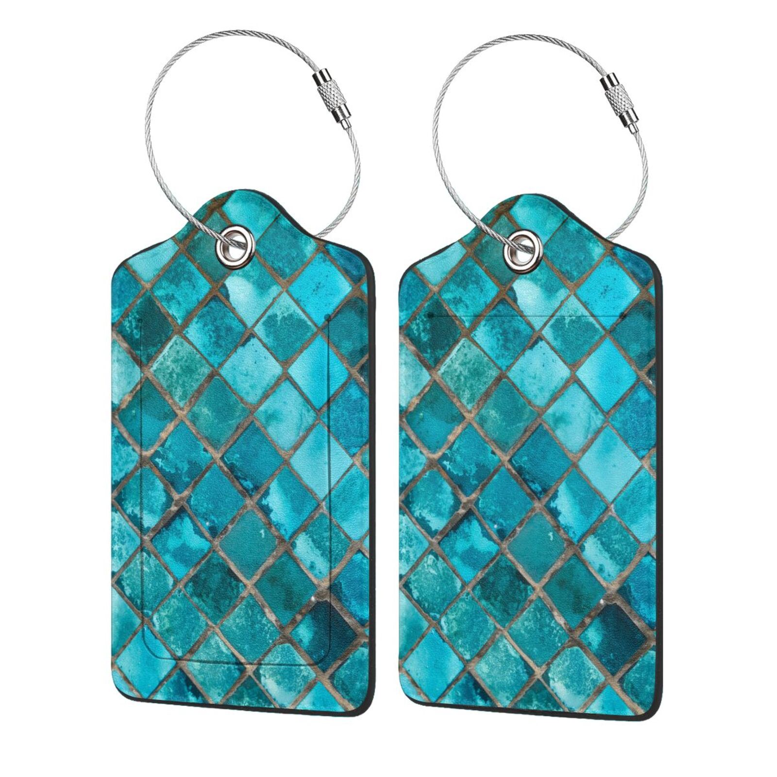 Tebeau Square Glass Mosaic Print Luggage Tags for Suitcases Faux ...