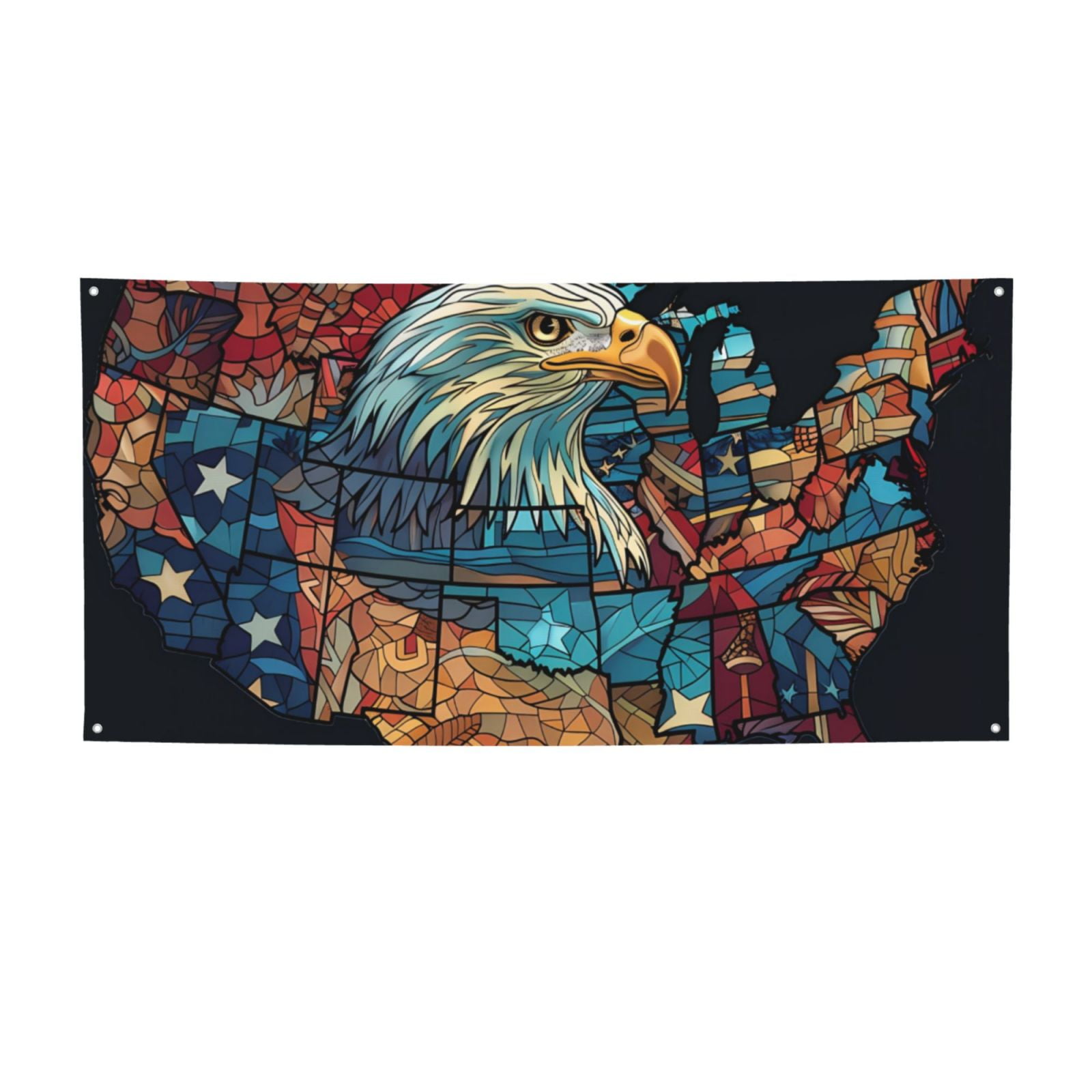 Tebeau Stained Glass Eagle USA Print Banner Backdrop Banner for Outdoor ...