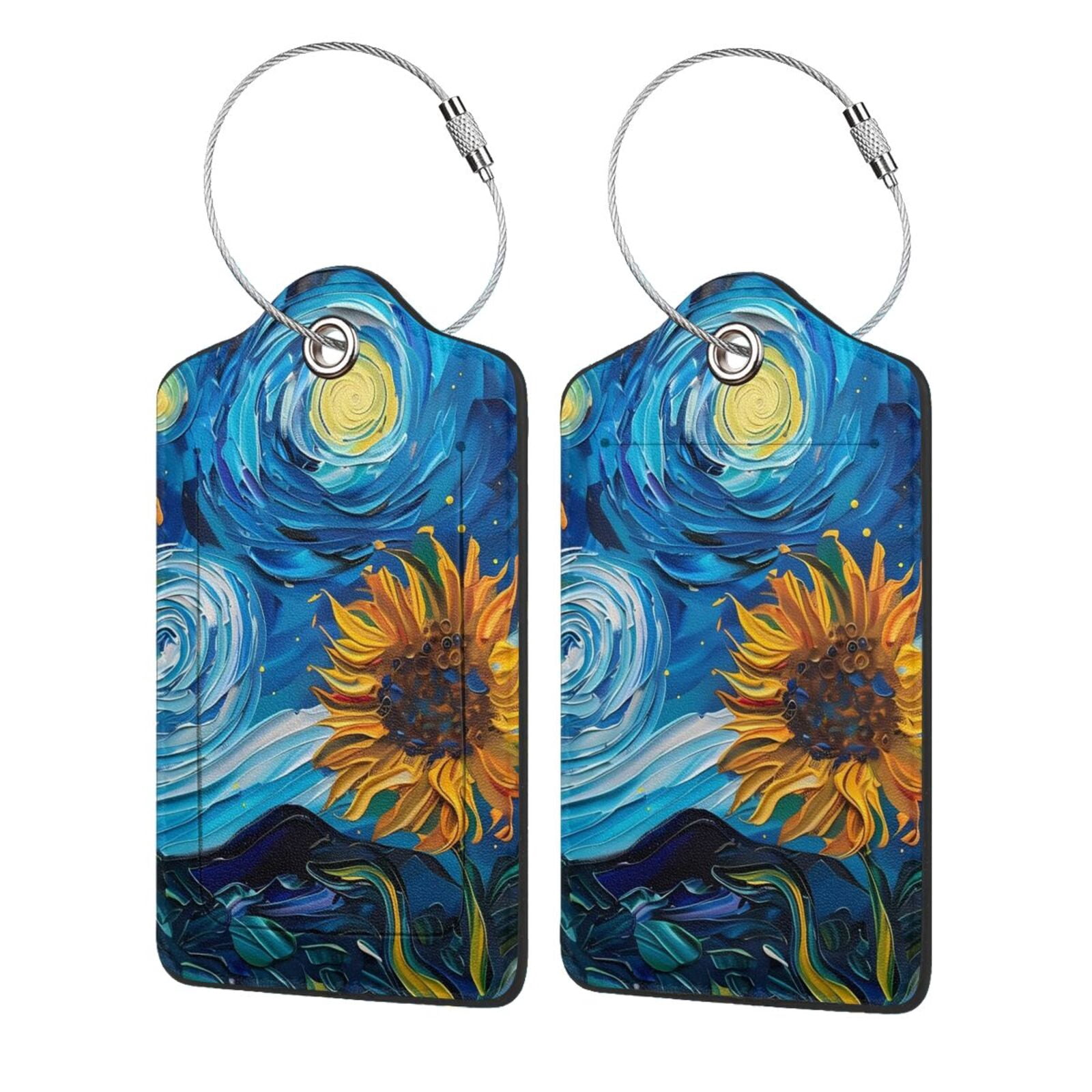 Tebeau Starry Night Sunflower Field Print Luggage Tags for Suitcases ...