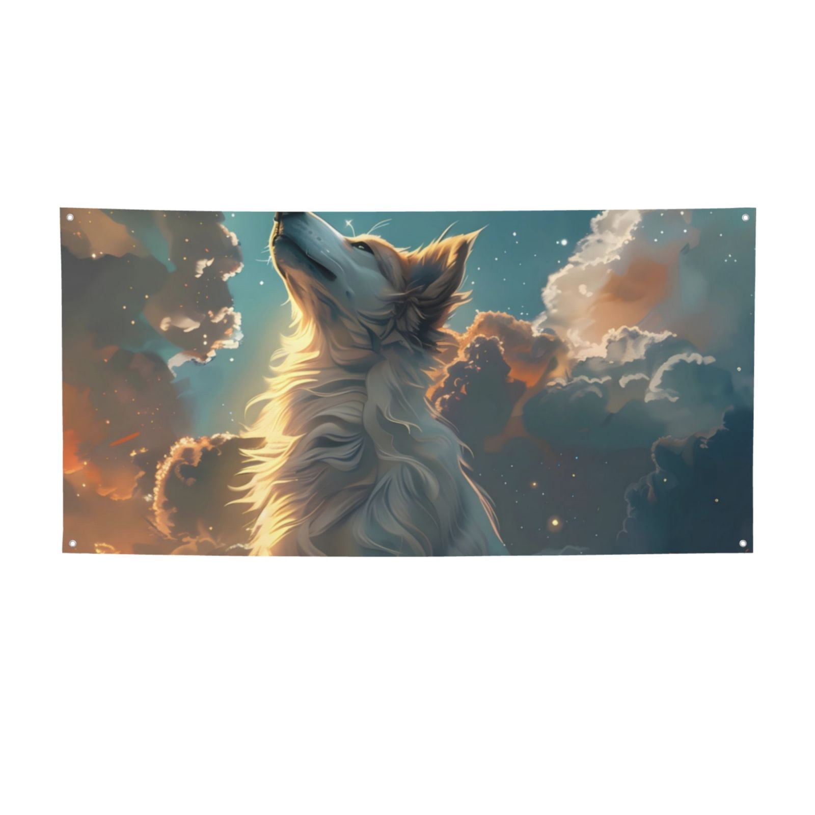Tebeau Starry Sky Cloud Wolf Print Banner Backdrop Banner for Outdoor ...