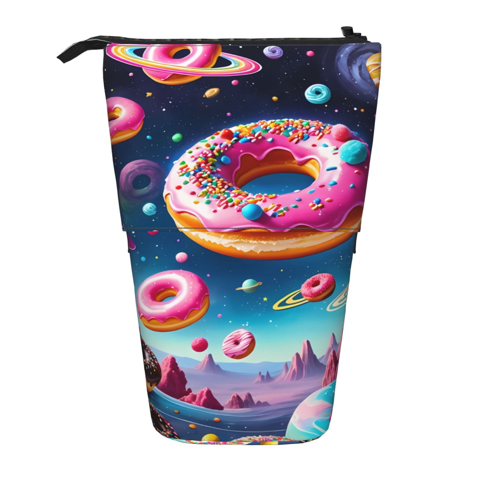 Tebeau Starry Sky Colorful Donut Print Telescopic Pencil Bag Pen Holder ...