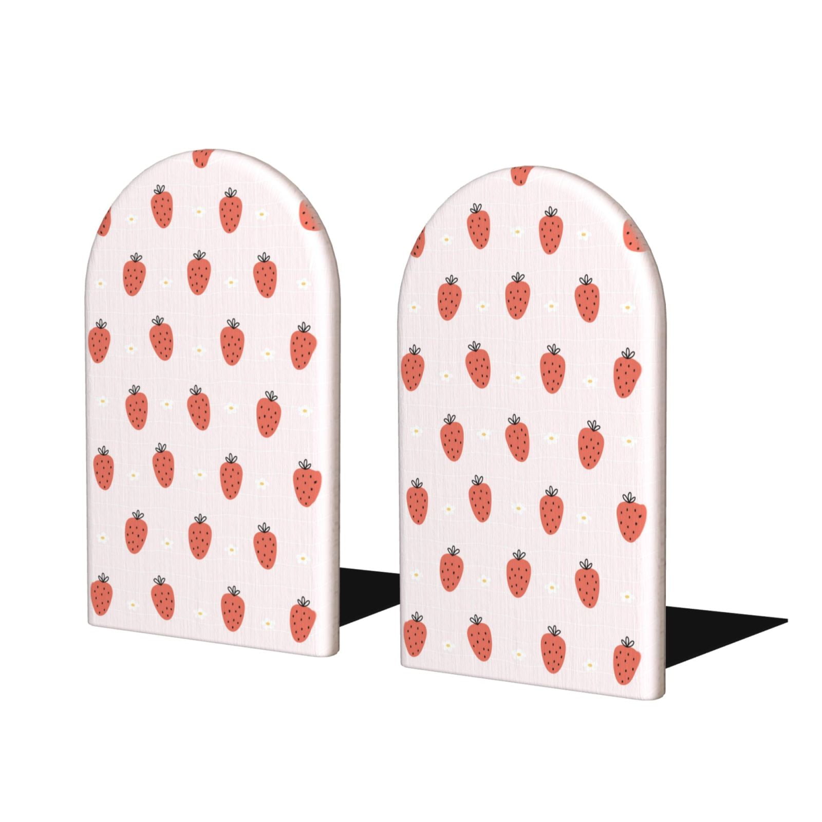 Tebeau Strawberry Print Wood Bookends for Shelves,Bookends,Book Holders ...
