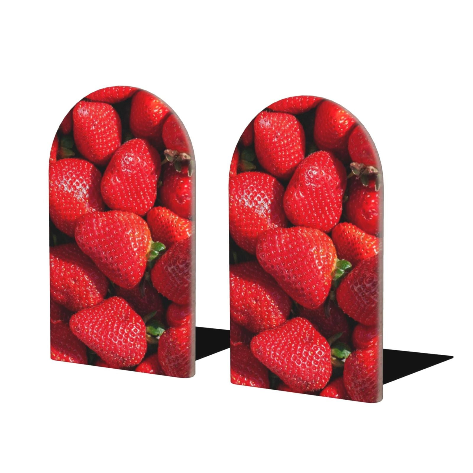 Tebeau Strawberry Red Print Wood Bookends for Shelves,Bookends,Book ...