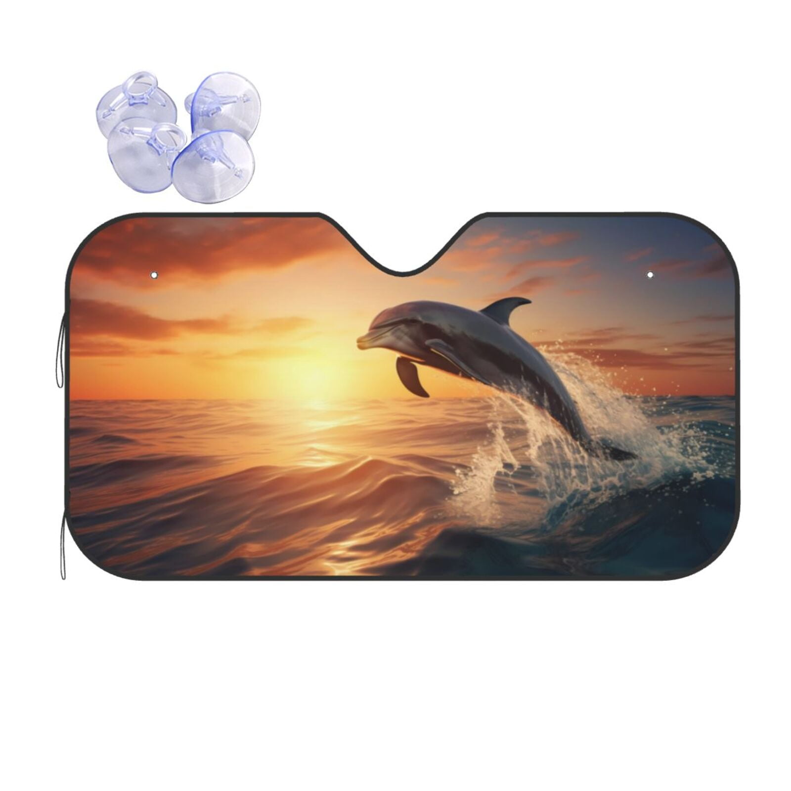 Tebeau Sunset Dancing Dolphin A Print Foldable Car Windshield Sun ...