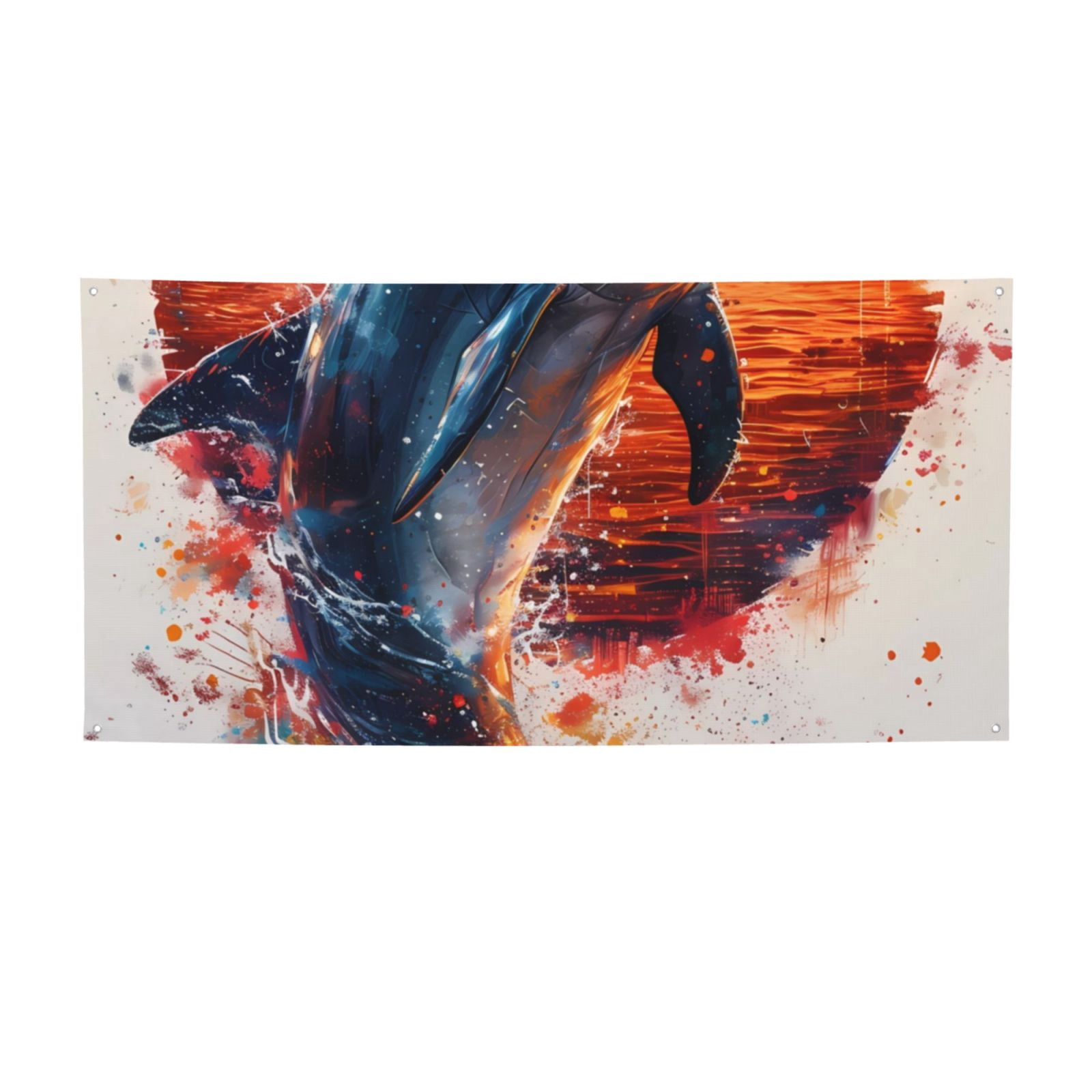 Tebeau Sunset Ocean Watercolor Dolphin Print Banner Backdrop Banner for ...