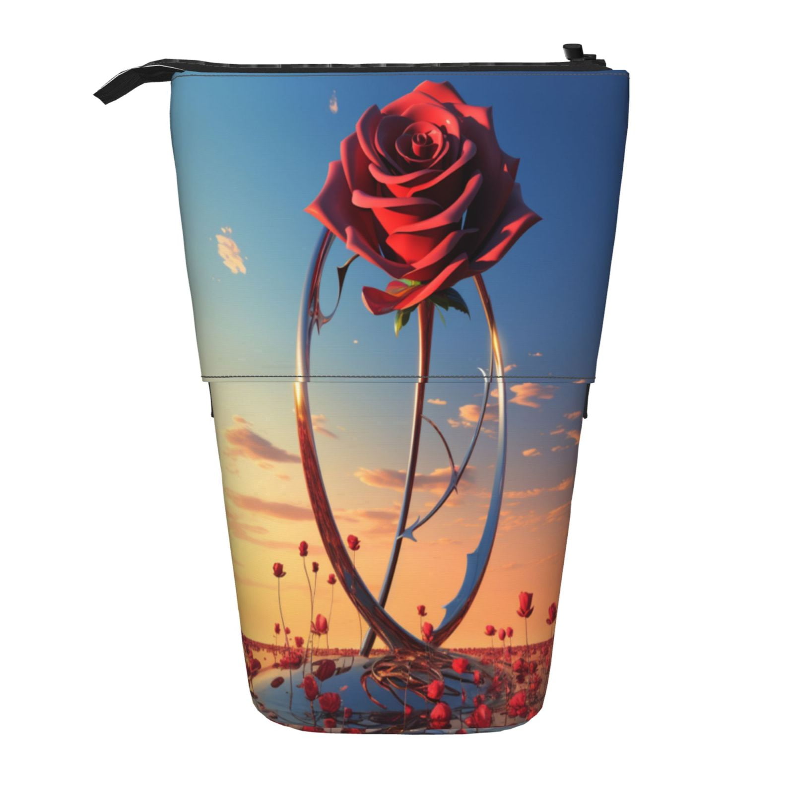 Tebeau Sunset Rose Elegance Print Telescopic Pencil Bag Pen Holder Pop ...