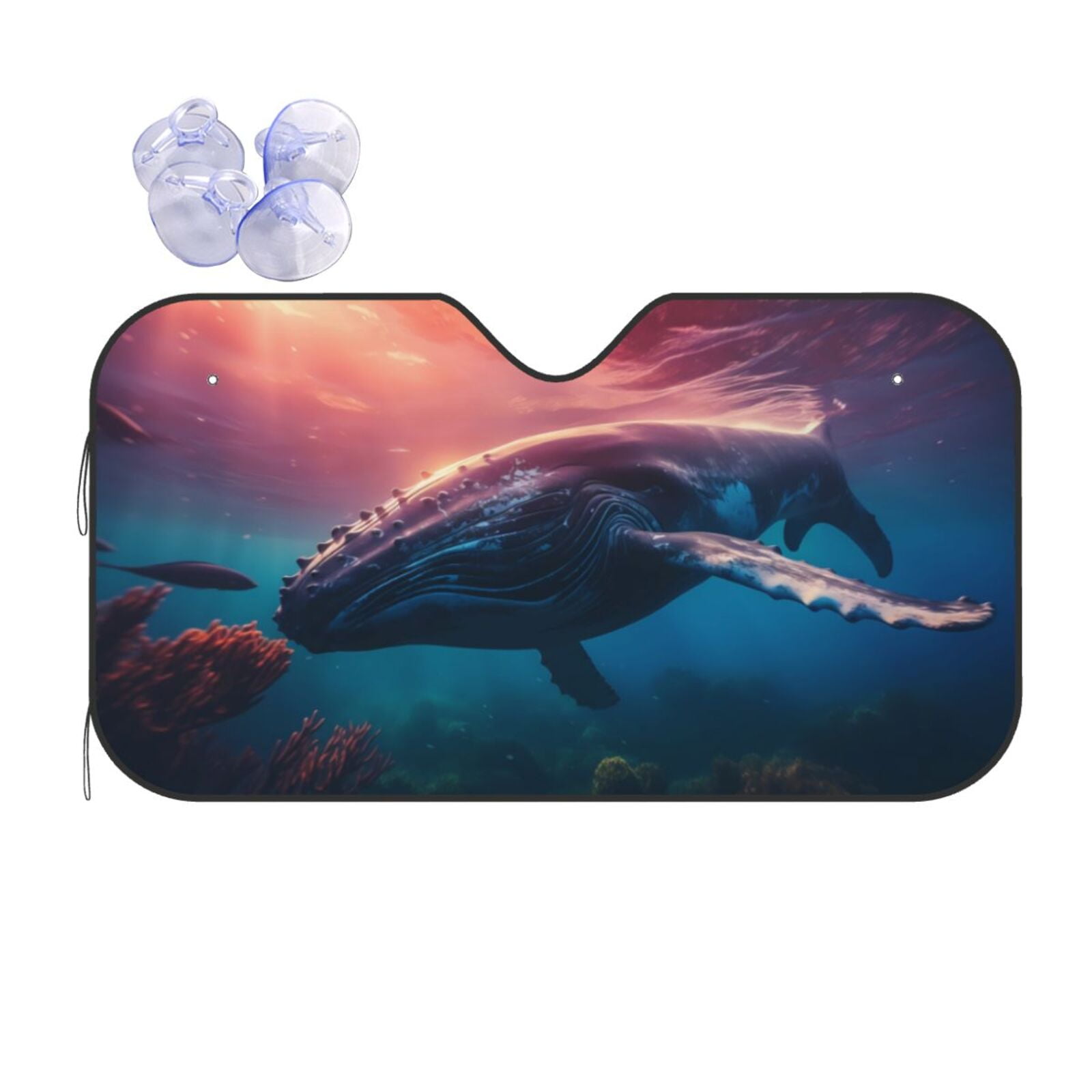 Tebeau Sunshine Ocean Whale Print Foldable Car Windshield Sun Shades ...