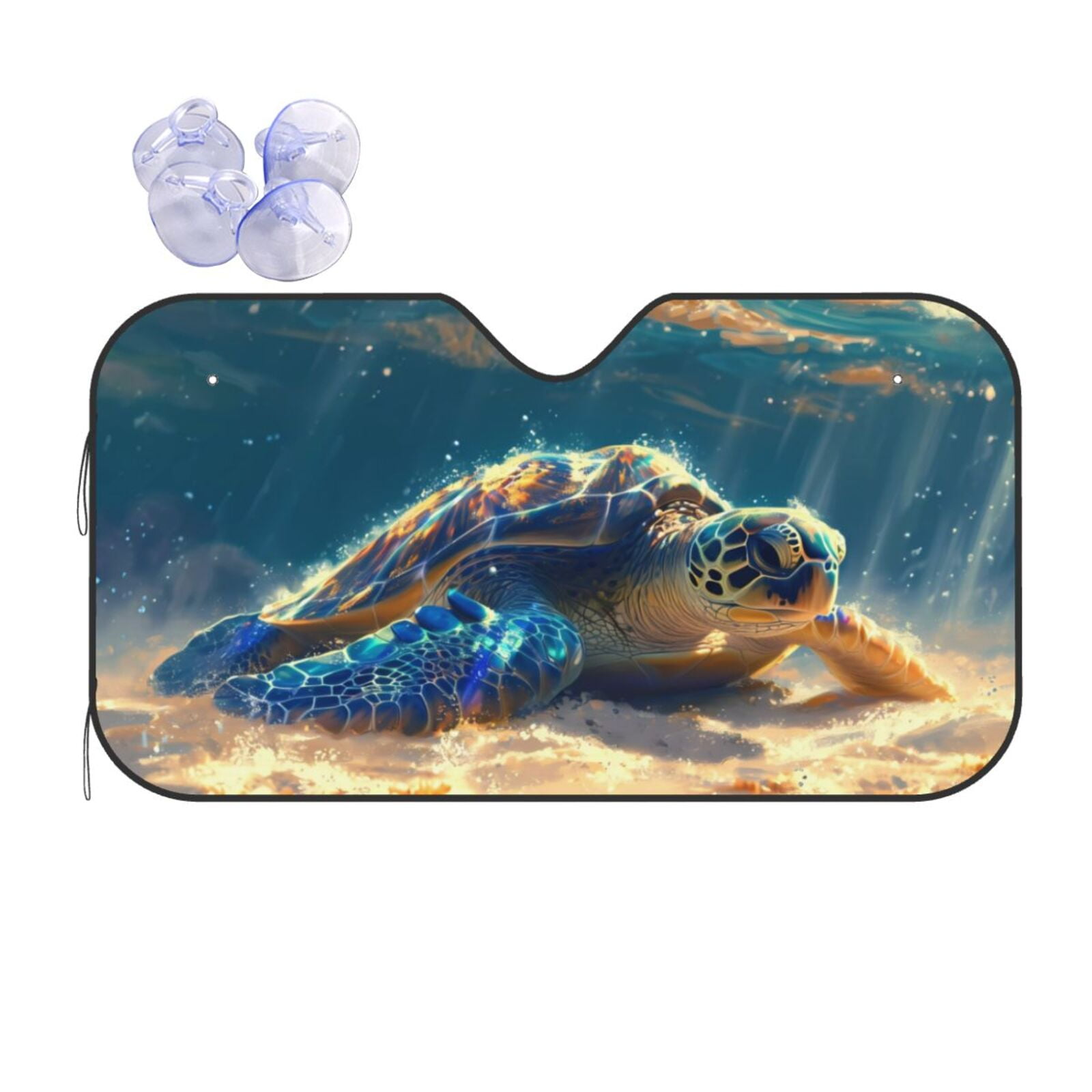 Tebeau Sunshine Underwater Sand Turtle Print Foldable Car Windshield ...