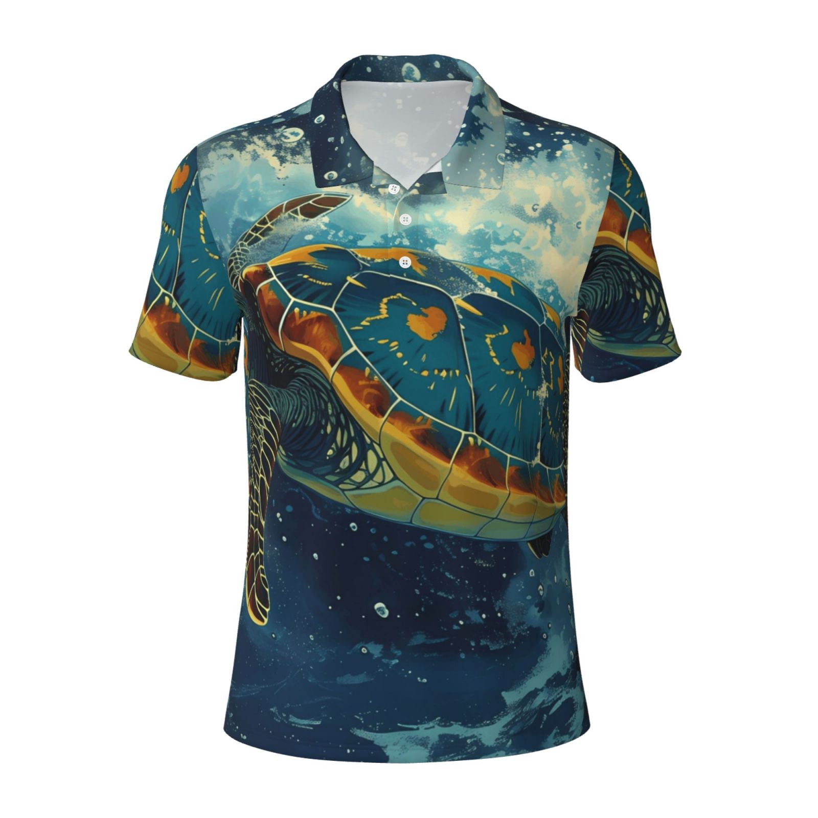 Tebeau Surfing Turtle for Men's Short Sleeve Polo Shirt,Three-Button ...